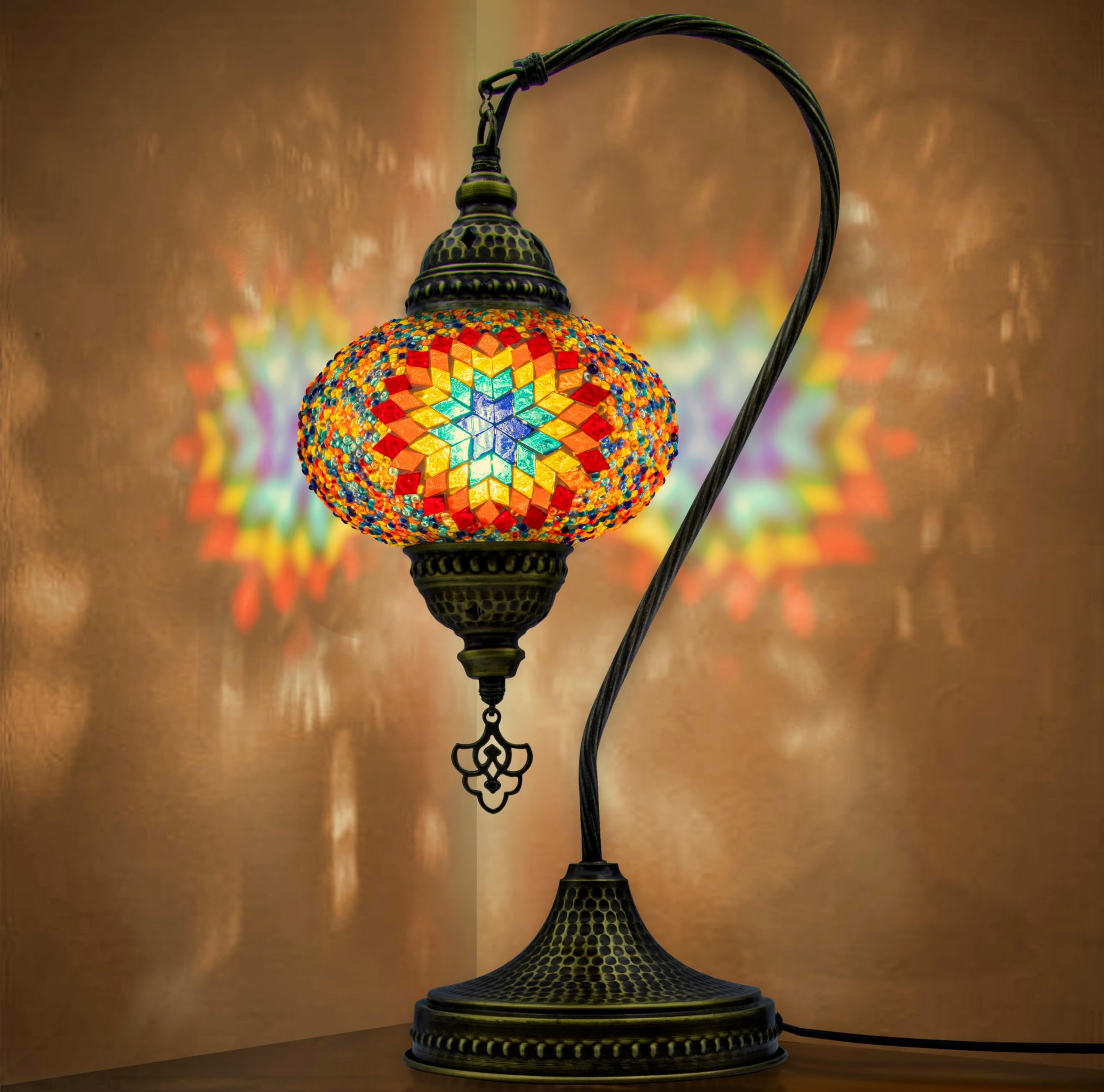VALVELLO Turkish Moroccan Mosaic Swan Neck Lamp, Night Light, Tiffany ...