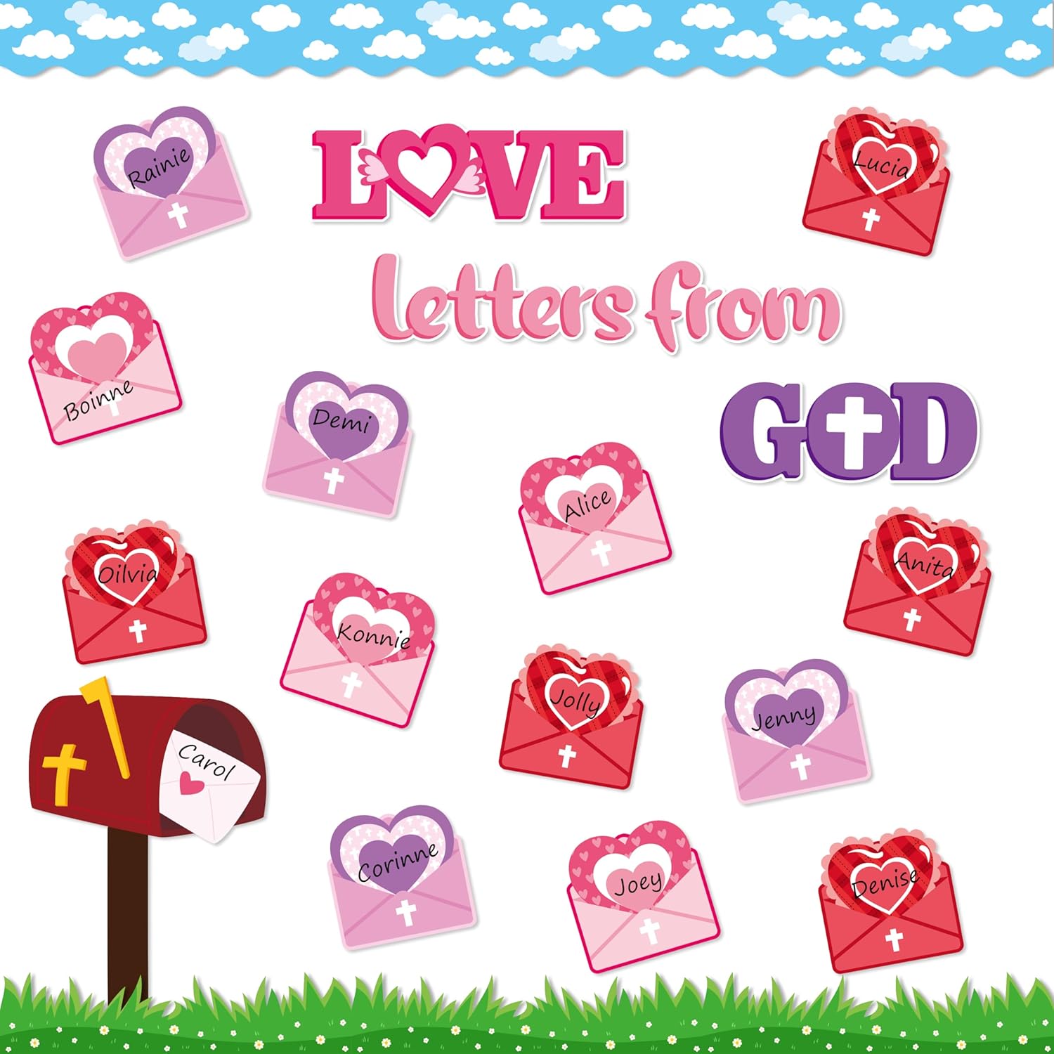 Amazon.com : BeYumi 87Pcs Valentine's Day Love Letters from God Cutouts ...