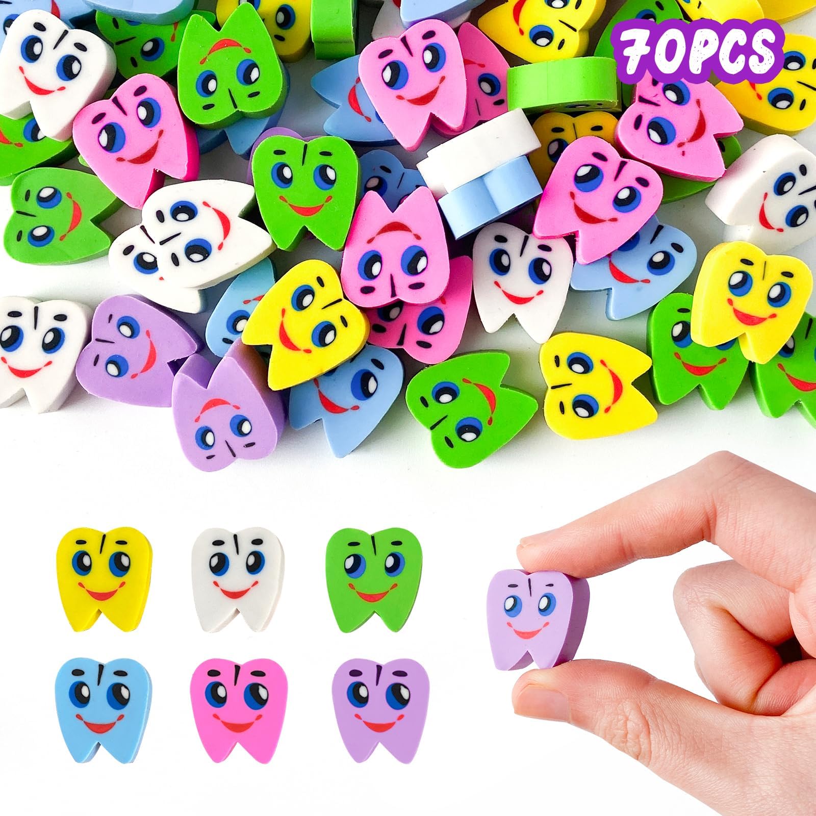 Amazon.com: Kleeblatt Large Teeth Erasers for Kids Bulk, 70 PCS Big ...