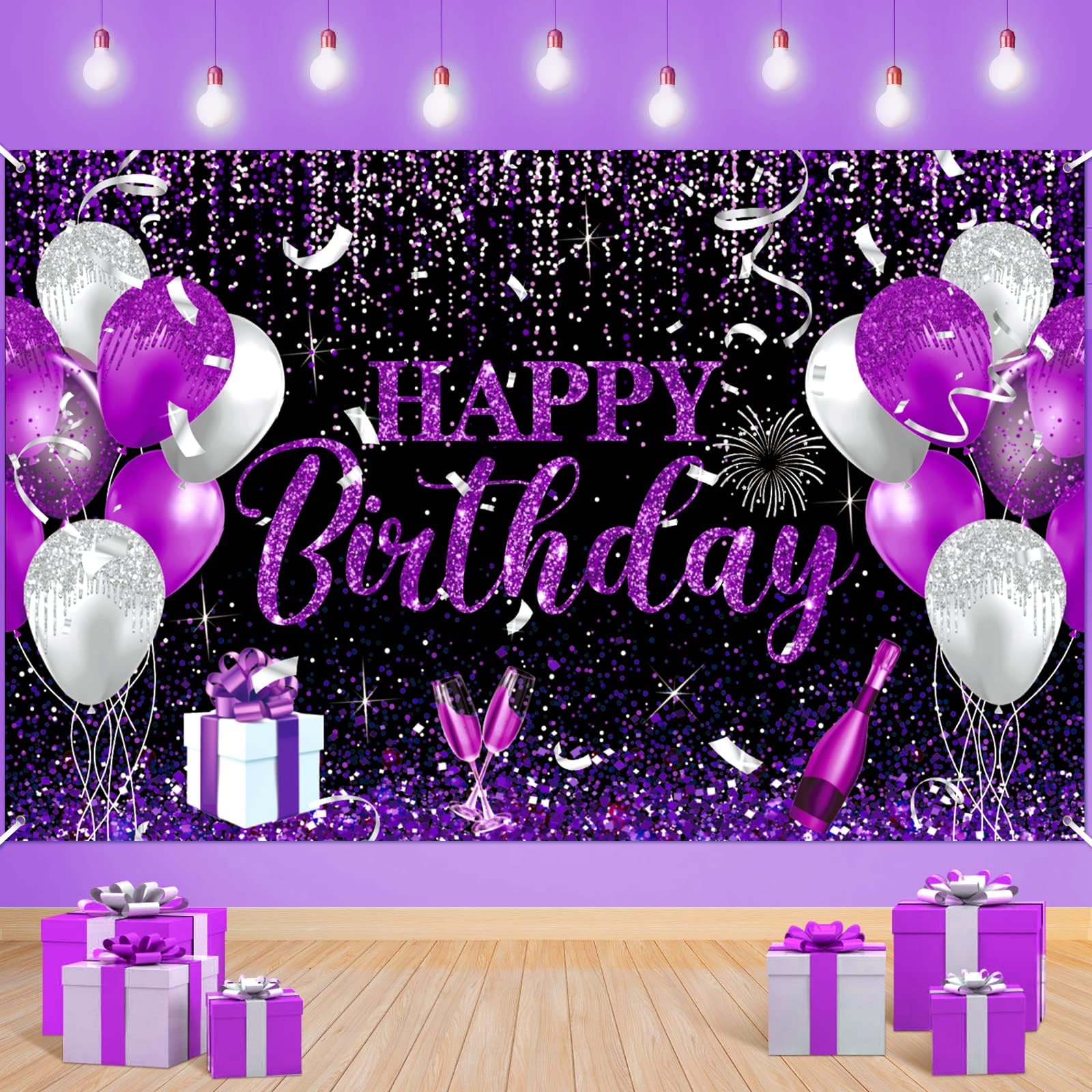 Amazon.com: Purple 50th Birthday Decorations for Women, Black Purple ...