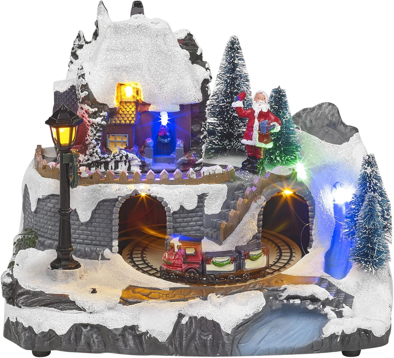 URBNLIVING Christmas Scene Decoration Santa Xmas LED Mini Village ...
