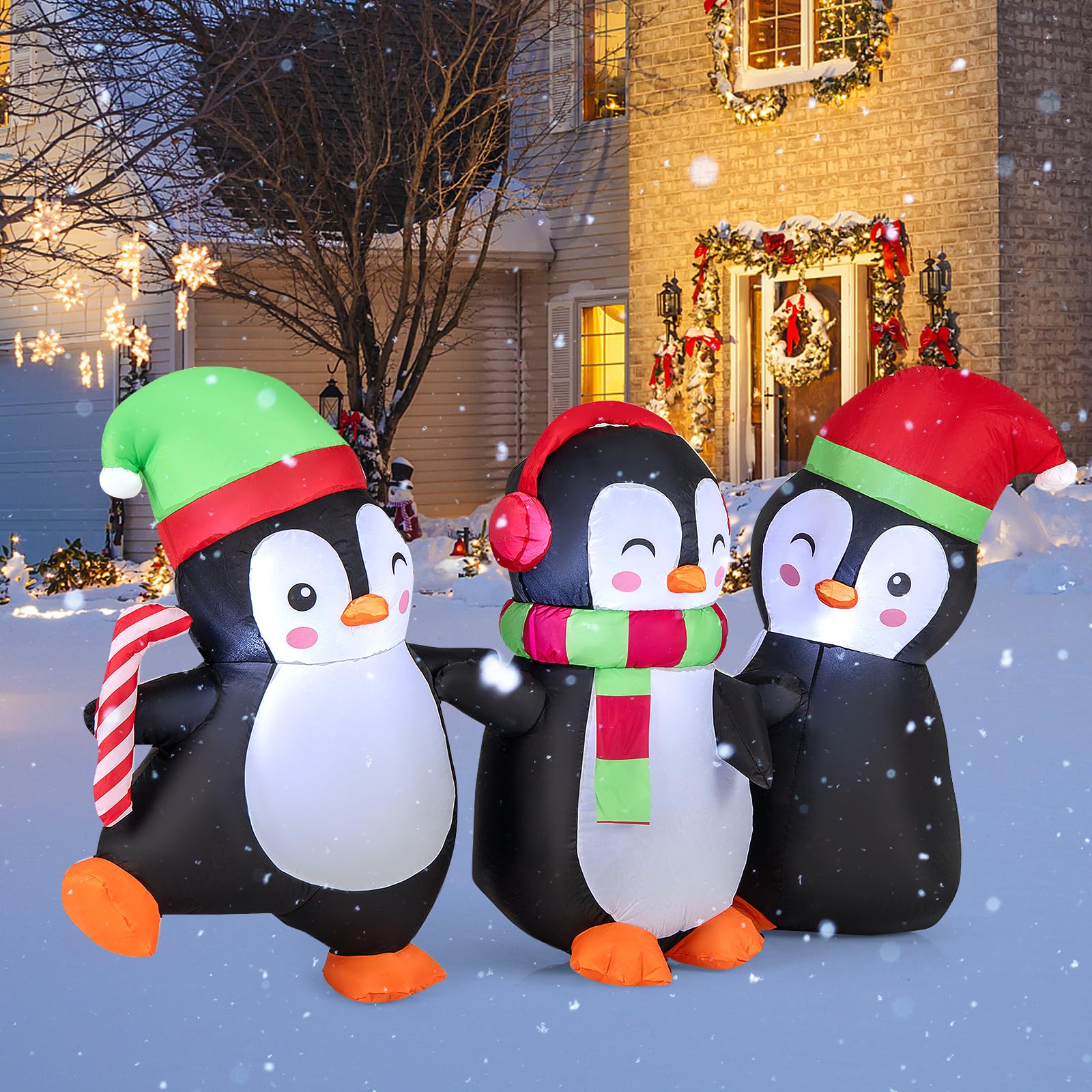 Amazon.com: Tangkual Christmas Inflatable Penguins Family, Pre-Lit ...