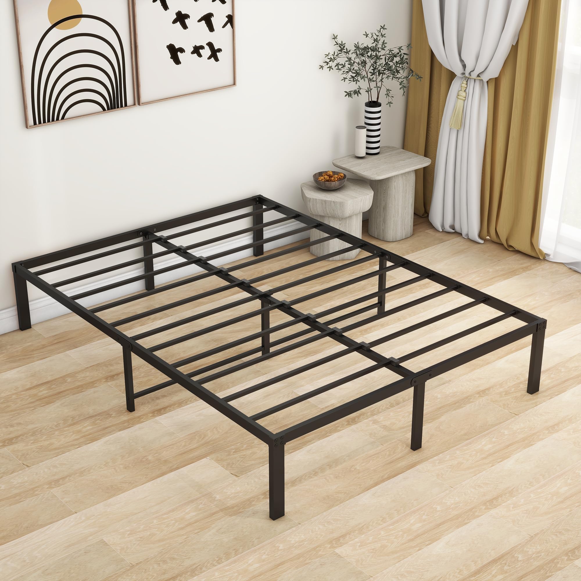 DUMEE King Size Bed Frame, 36cm High Metal Platform Bed Frames Kingsize ...