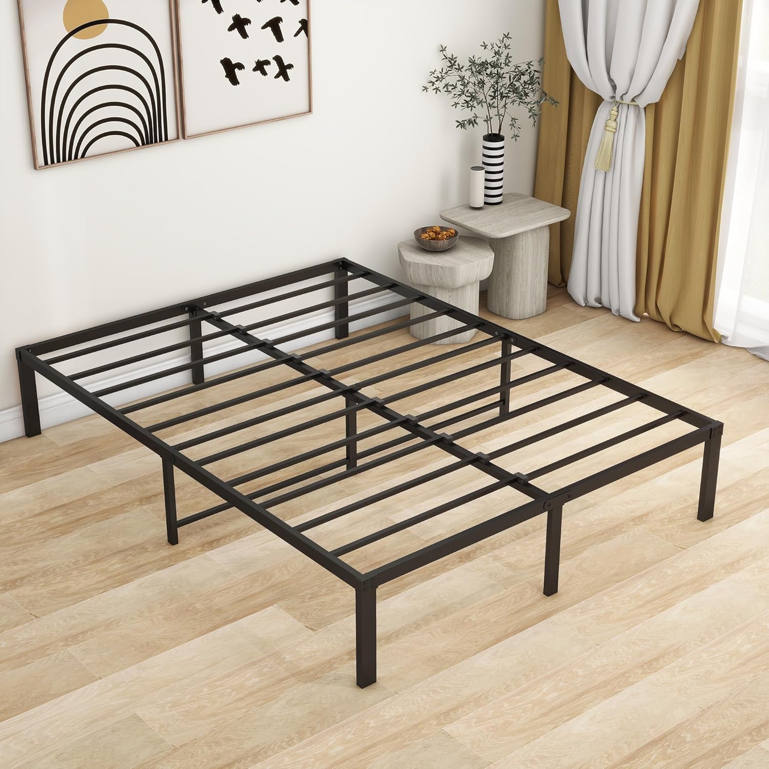 DUMEE King Size Bed Frame, 36cm High Metal Platform Bed Frames Kingsize ...