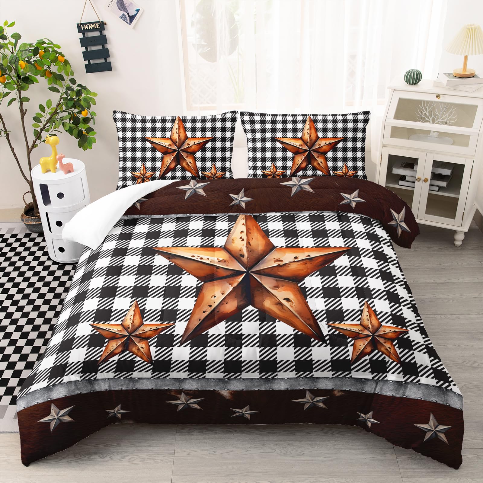 Amazon.com: Ntlfup Star Comforter Set Twin Size for Kids, Black and ...