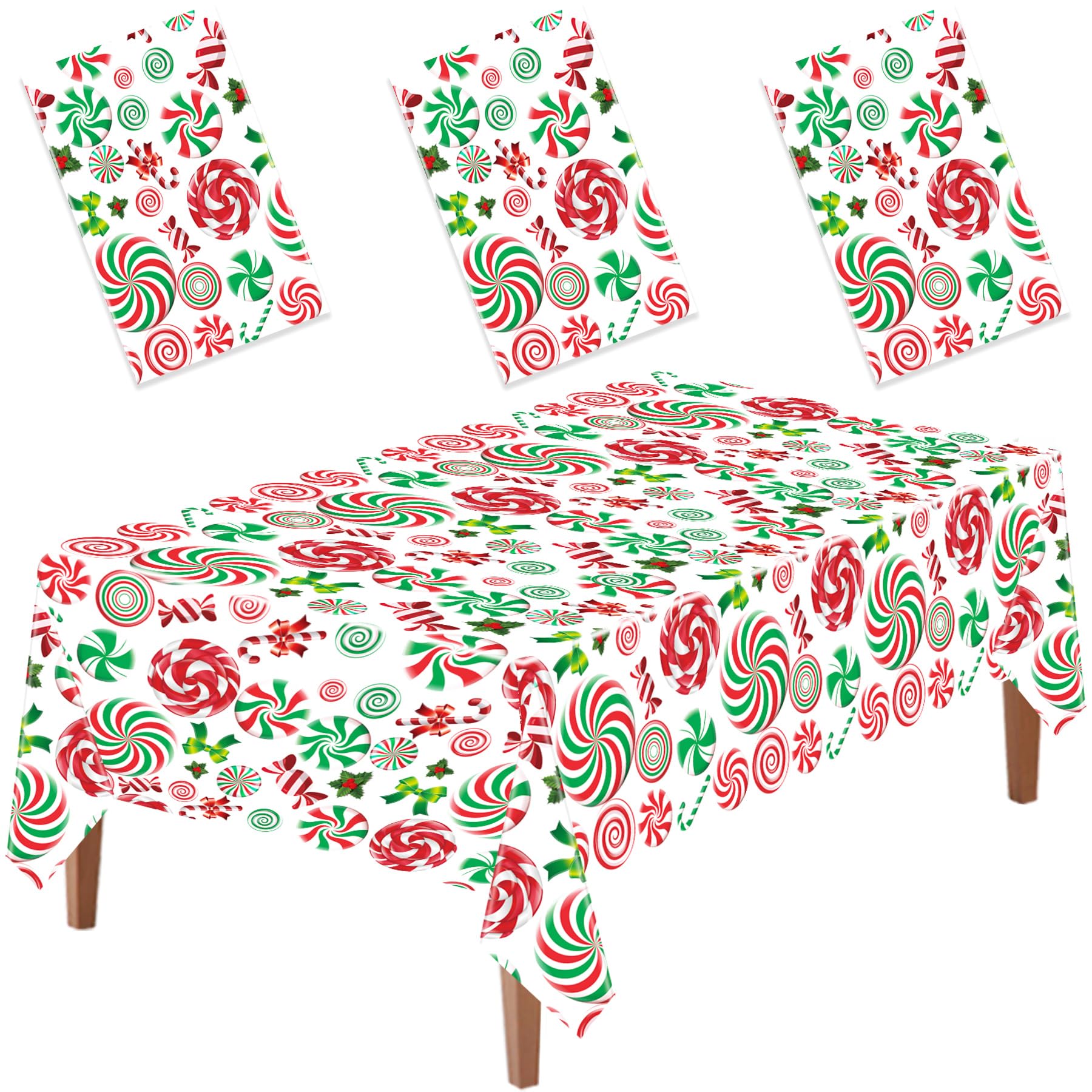 Amazon.com: BCCSNNM 3 PCS Christmas Tablecloth Plastic Candy Table ...