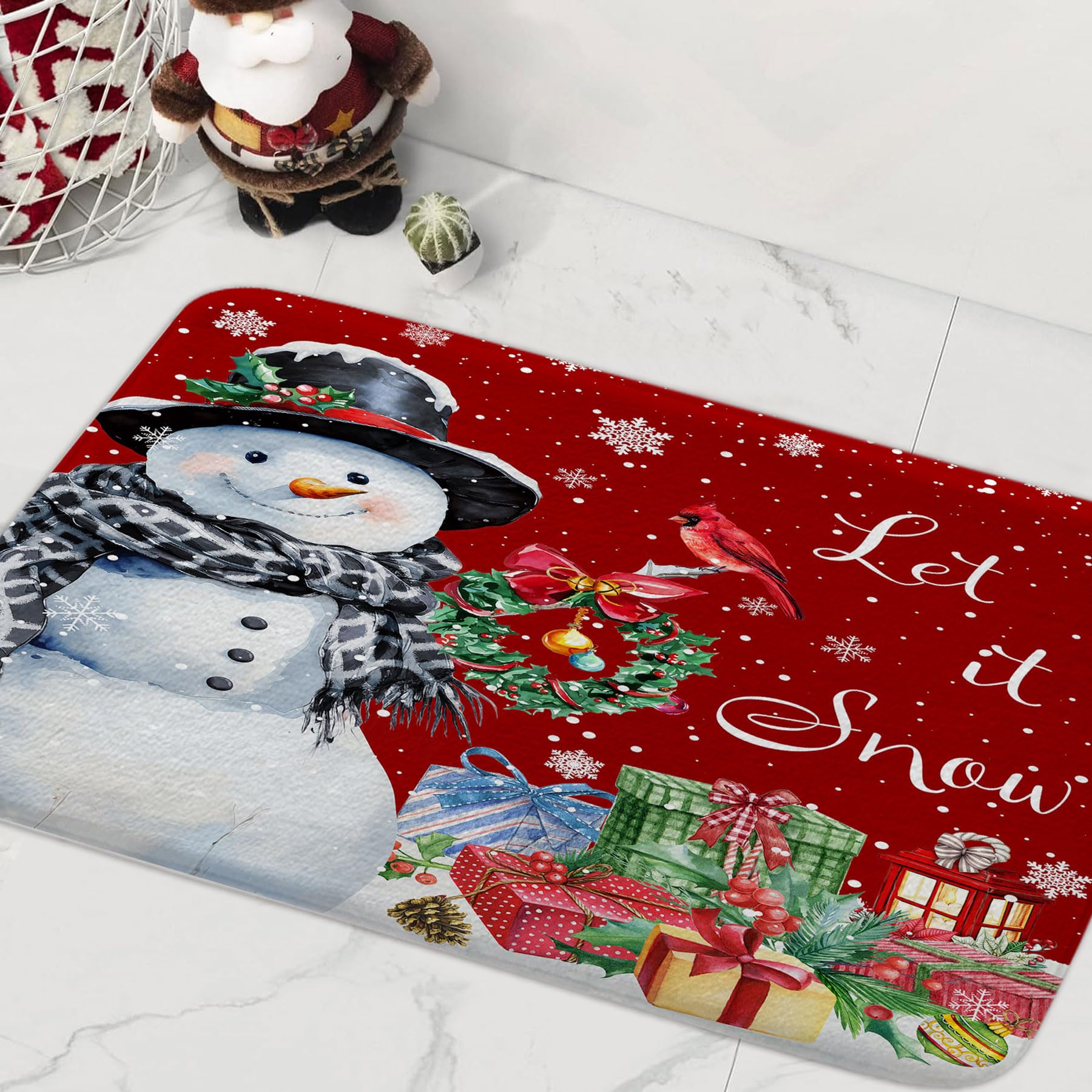 Amazon.com: Jipusai Winter Christmas Snowman Bath Rugs for Bathroom ...