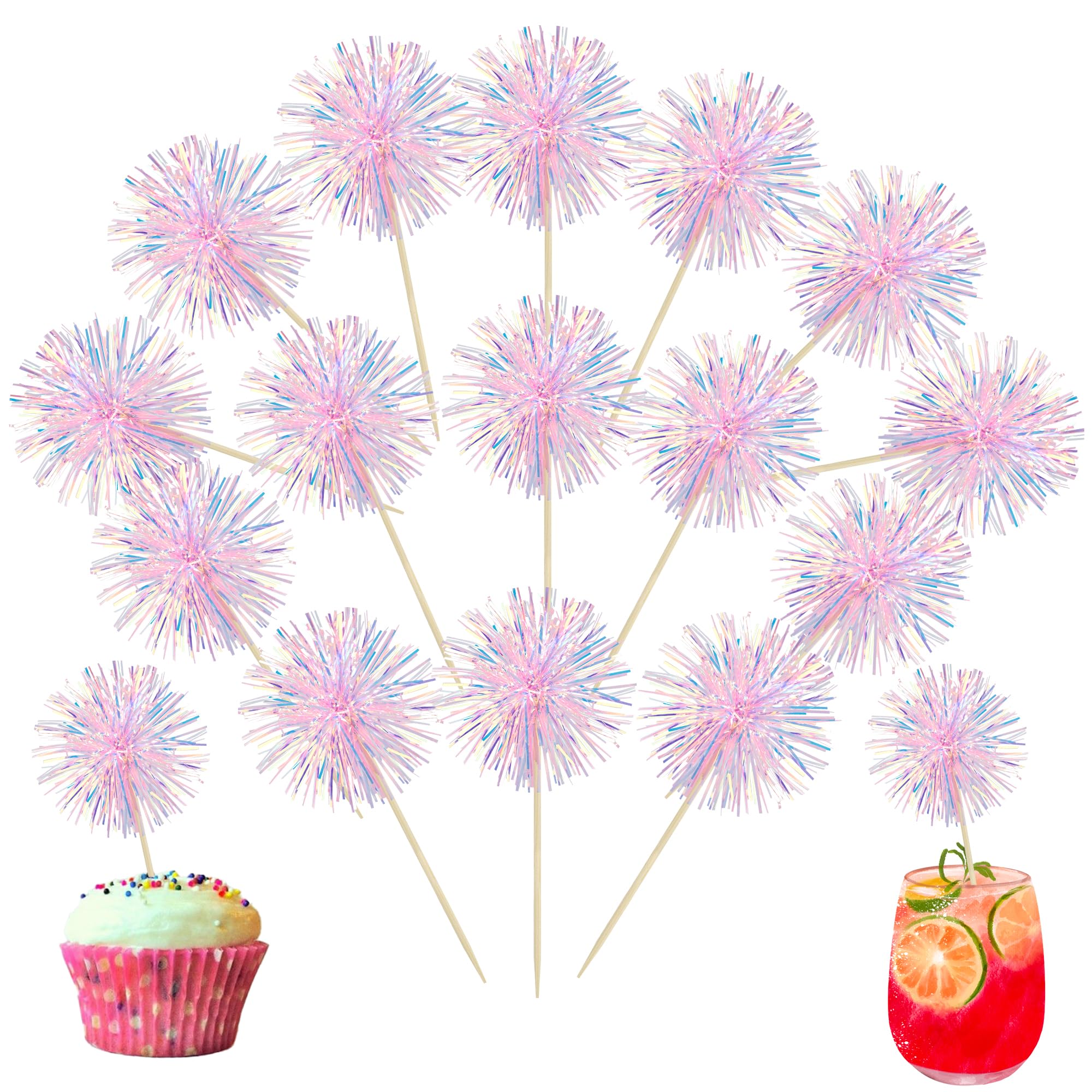 Amazon.com: Ephlyn 30Pcs Foil Firework Cupcake Toppers Happy Birthday ...
