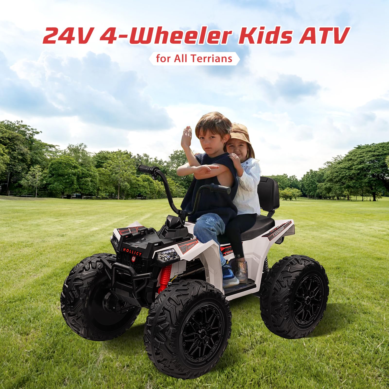 Kids ATV, GAOMON 24V Ride on Car 4WD Quad Electric Vehicle, 4x80W ...