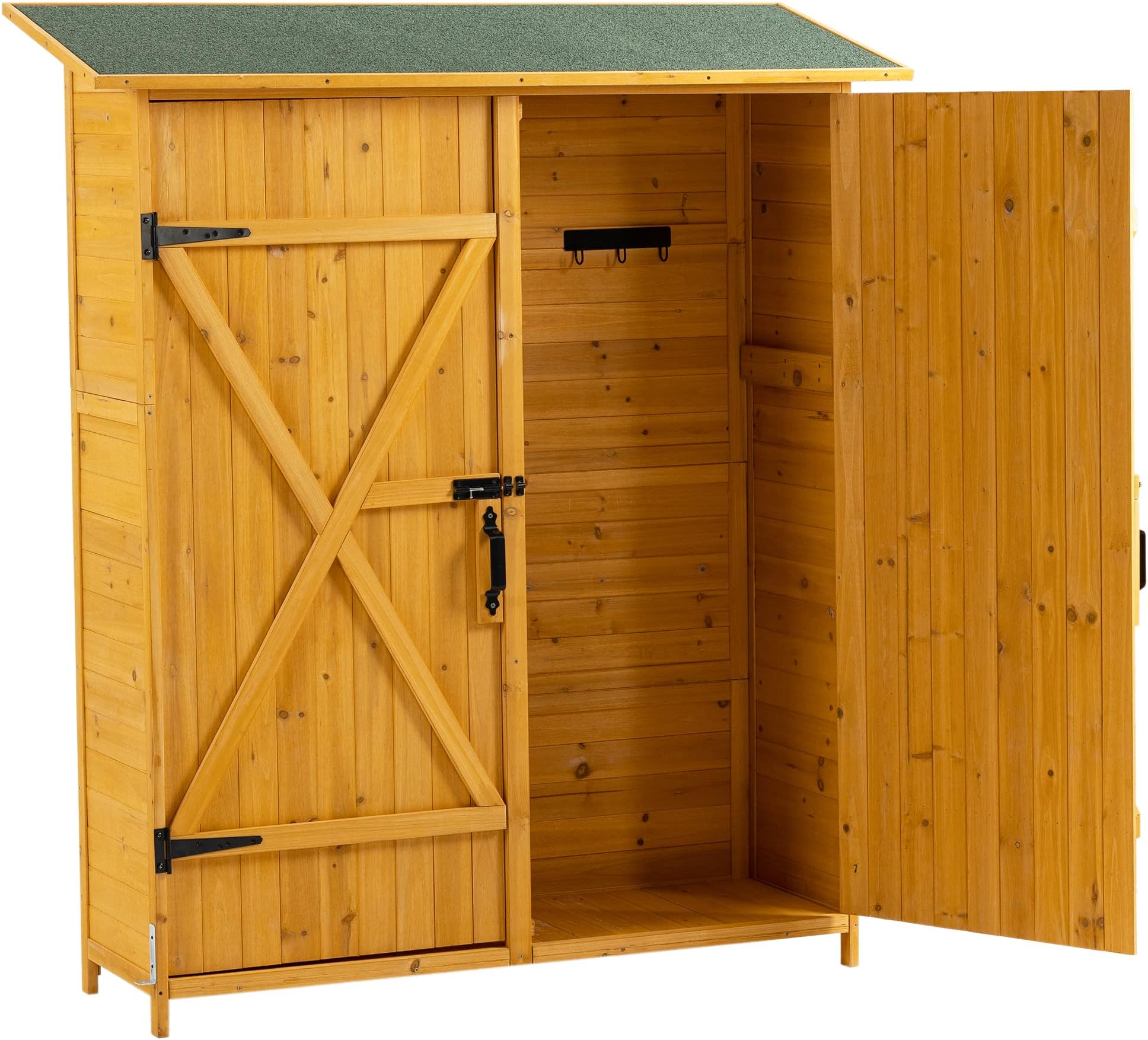 Amazon.com : WEASHUME Outdoor Storage Cabinet, Wooden Storage Shed with ...