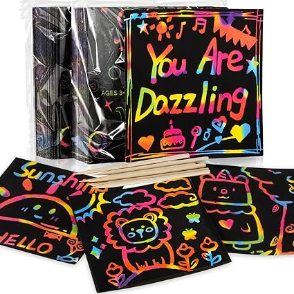 Amazon.com: MAQIHAN Rainbow Scratch Paper Art Rainbow Scratch Notes ...