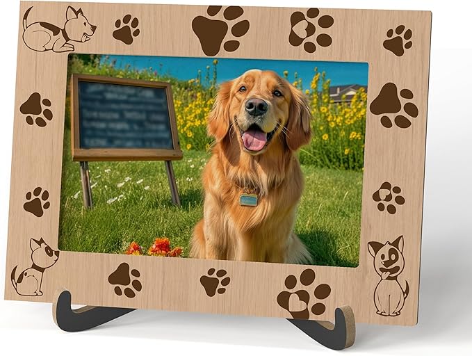 Amazon.com - Qiwog Dog Photo Frame - Dog Paw Wooden Desktop Photo Frame ...