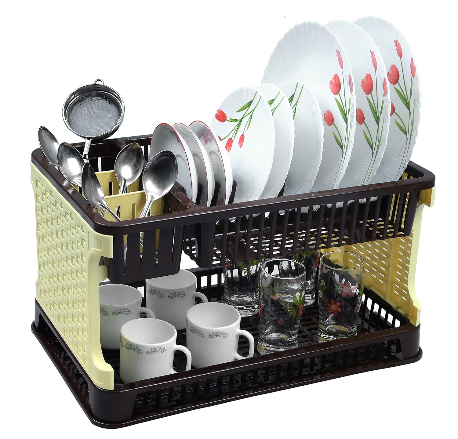 Esquire Titan Kitchen/Dish Rack-Brown/Cream Colour(Plastic) : Amazon.in ...