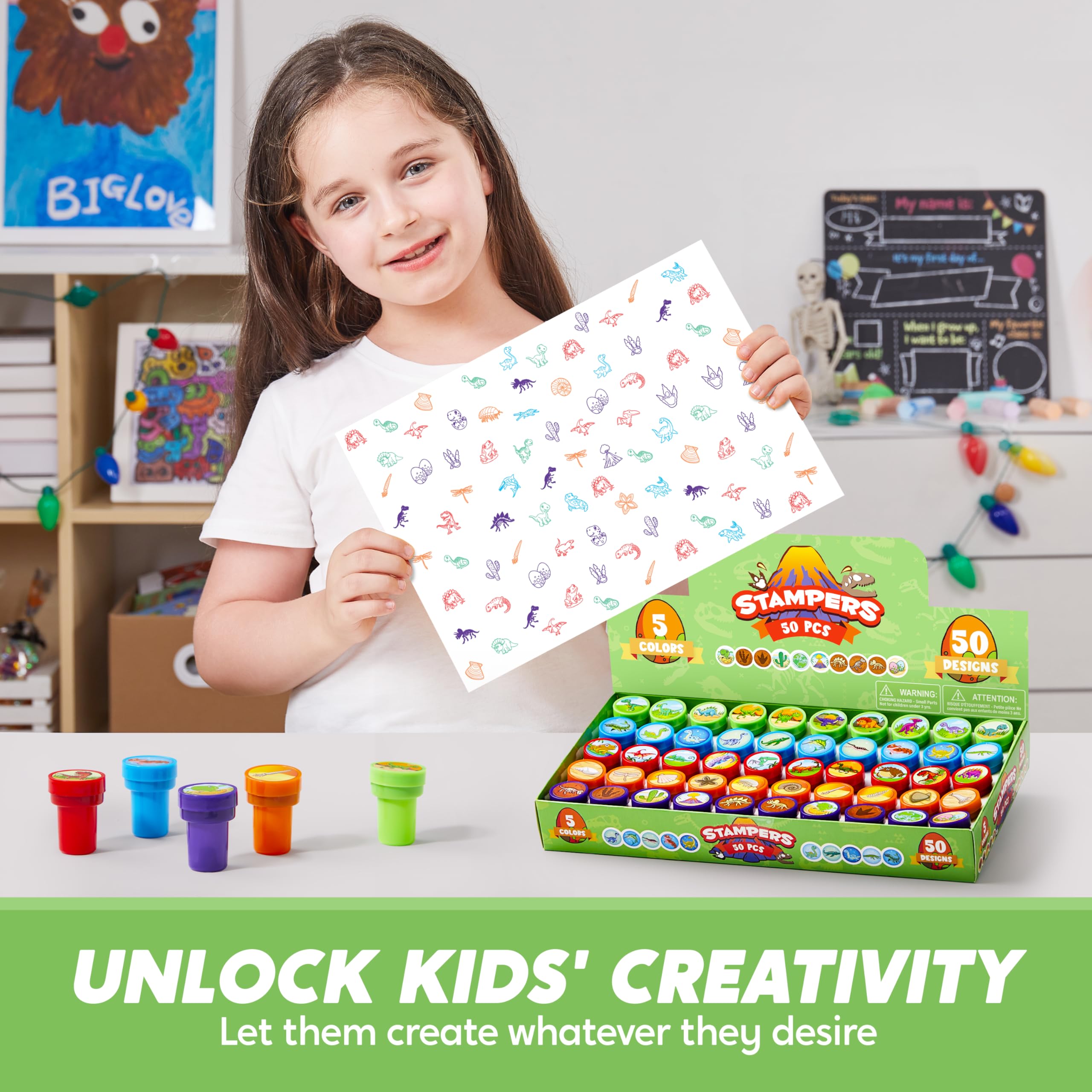 Snapklik.com : 50PCS Dinosaur Stamps For Kids, 50 Different Designs ...