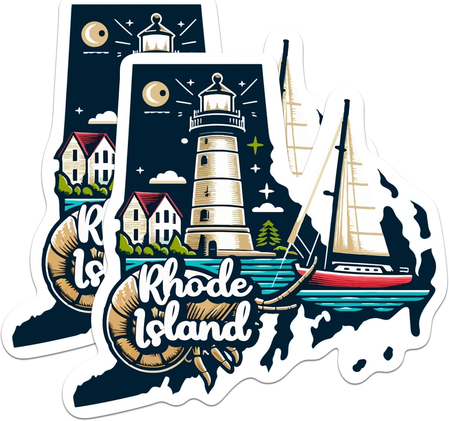 Amazon.com - (2 Pack) Rhode Island State Shape Stickers - RI State ...