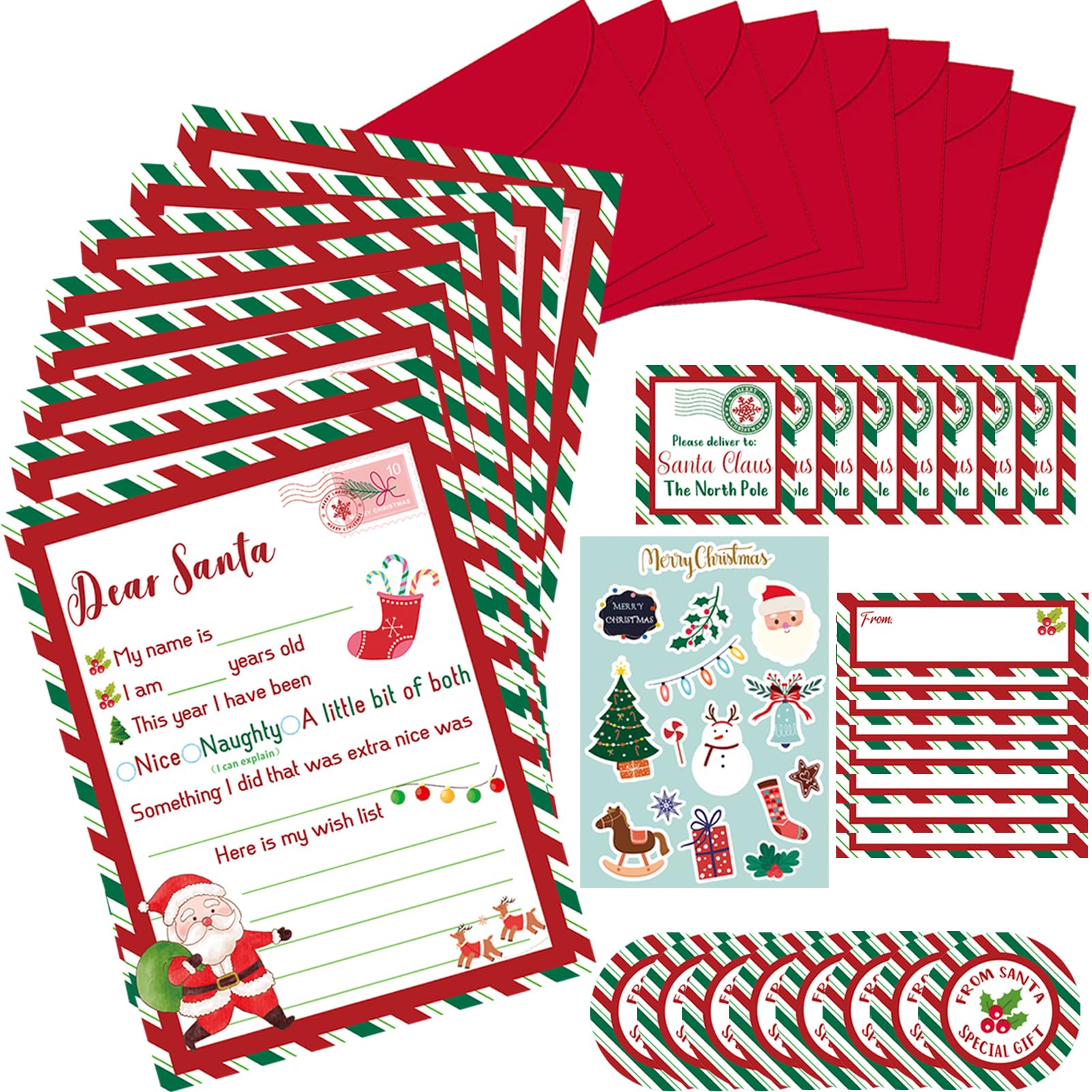Amazon.com: SPVLOAI Christmas Official Letter to Santa Kit 8 Sets, 5.9 ...