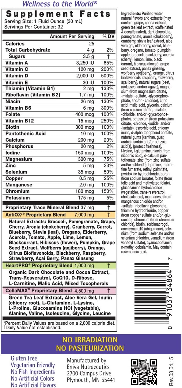 Eniva Vibe Fusion – Suplemento multivitamínico y mineral líquido diario ...