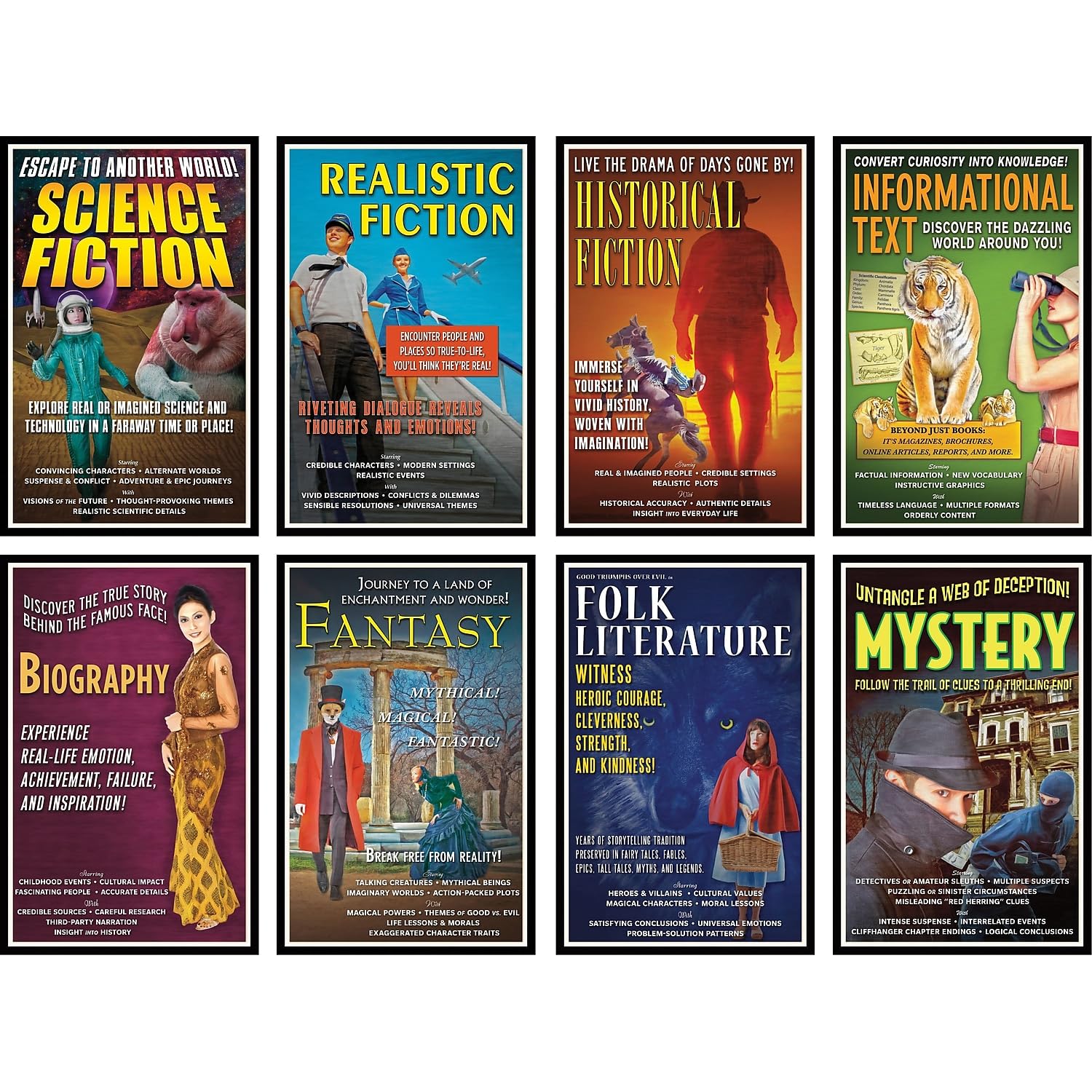 Amazon.com: NORTH STAR TEACHER RESOURCE Literary Genres Poster Set , 11 ...