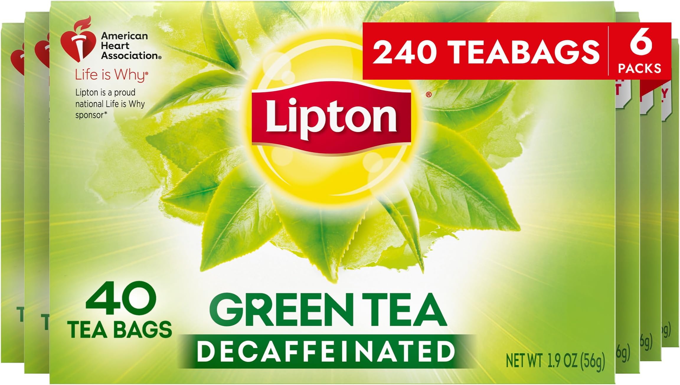 Amazon.com: Lipton Decaffeinated Green Tea Bags, Unsweetened Teabags ...