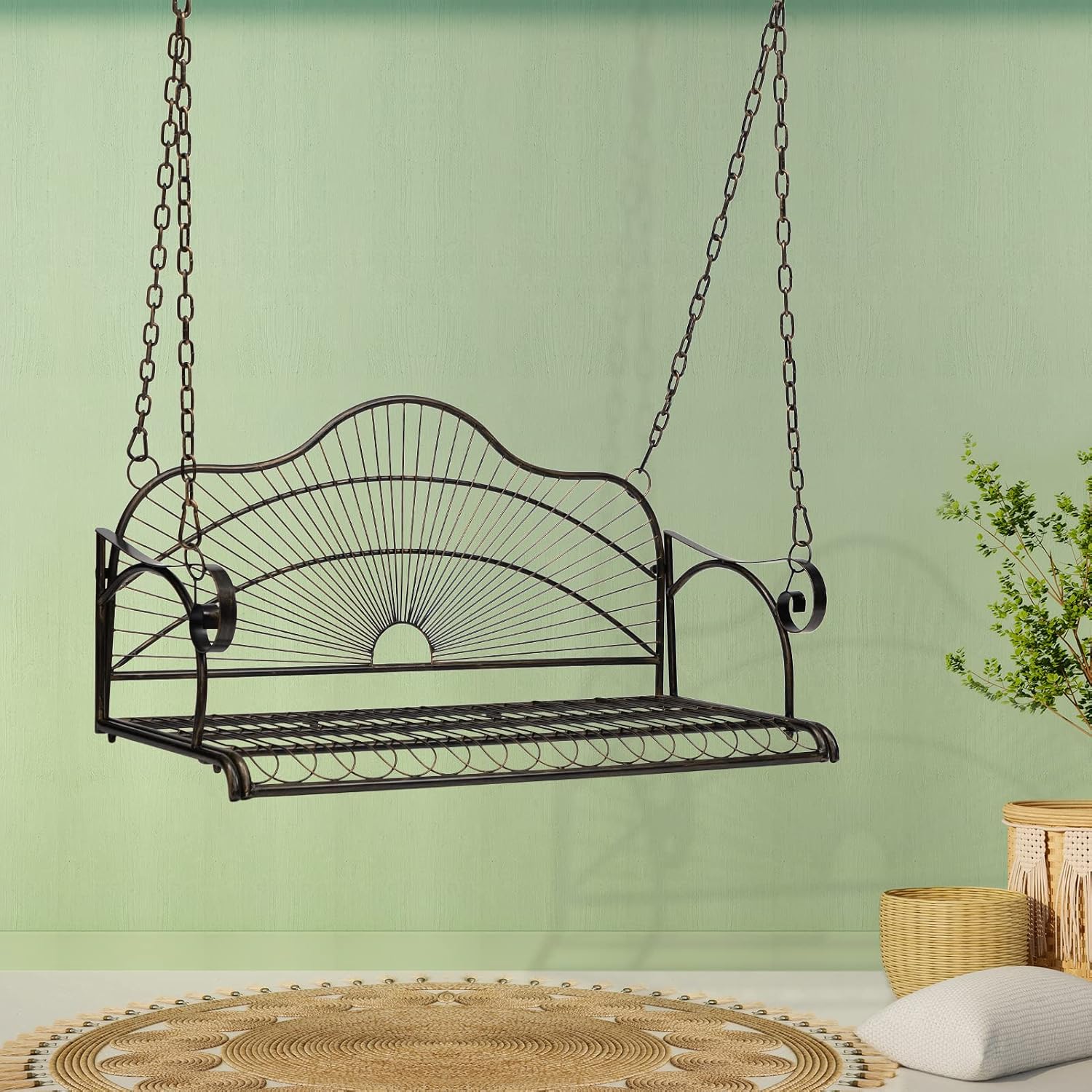Amazon.com: MATICO 47" Upgraded Metal Patio Porch Swing, Heavy Duty ...