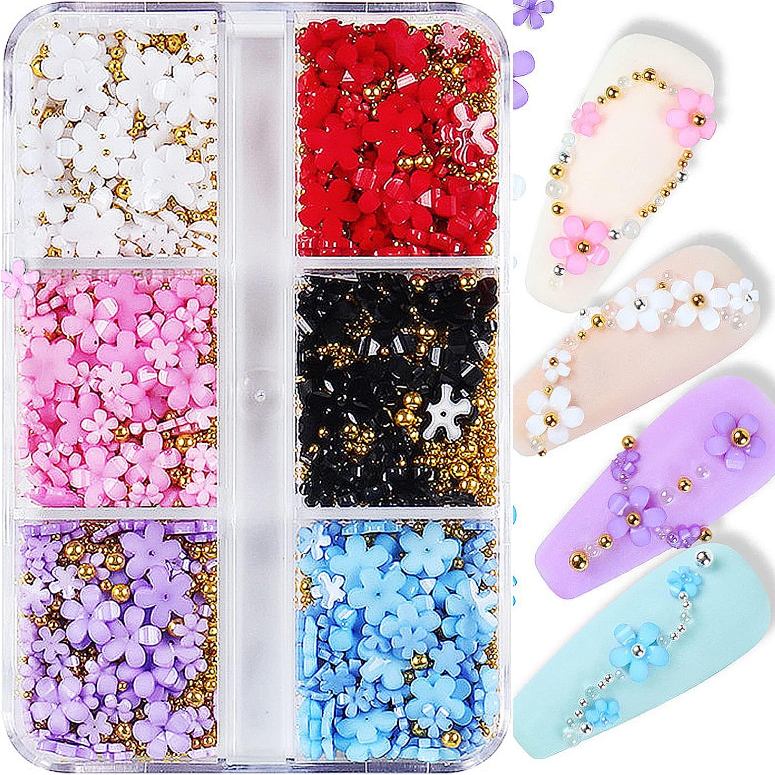 Amazon.com: Juome Nail Charms, 27Pcs Flower Nail Charms for Acrylic ...