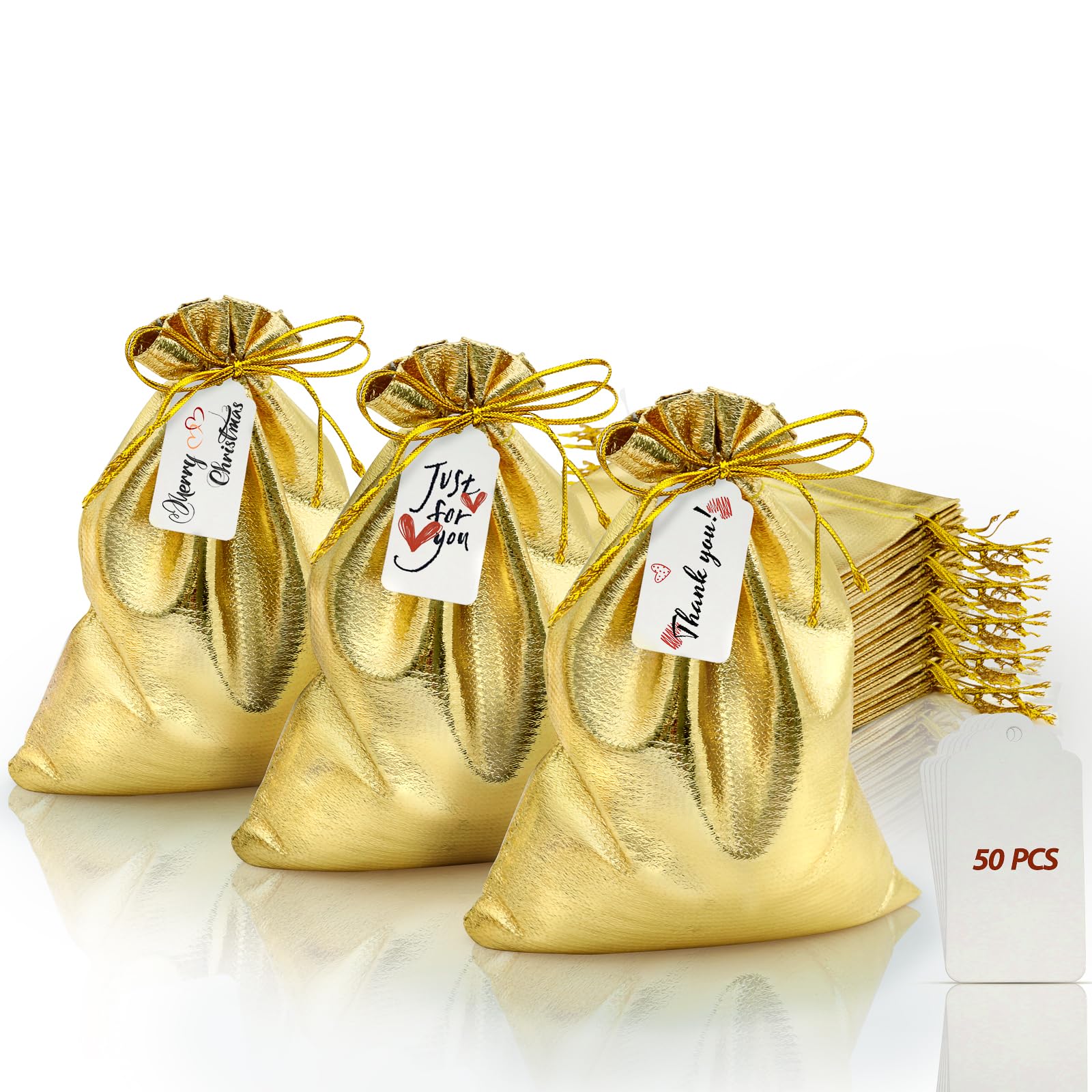 Amazon.com: DOYIDE 50Pcs Gold Drawstring Gift Bags, 8x12in Jewelry Bags ...