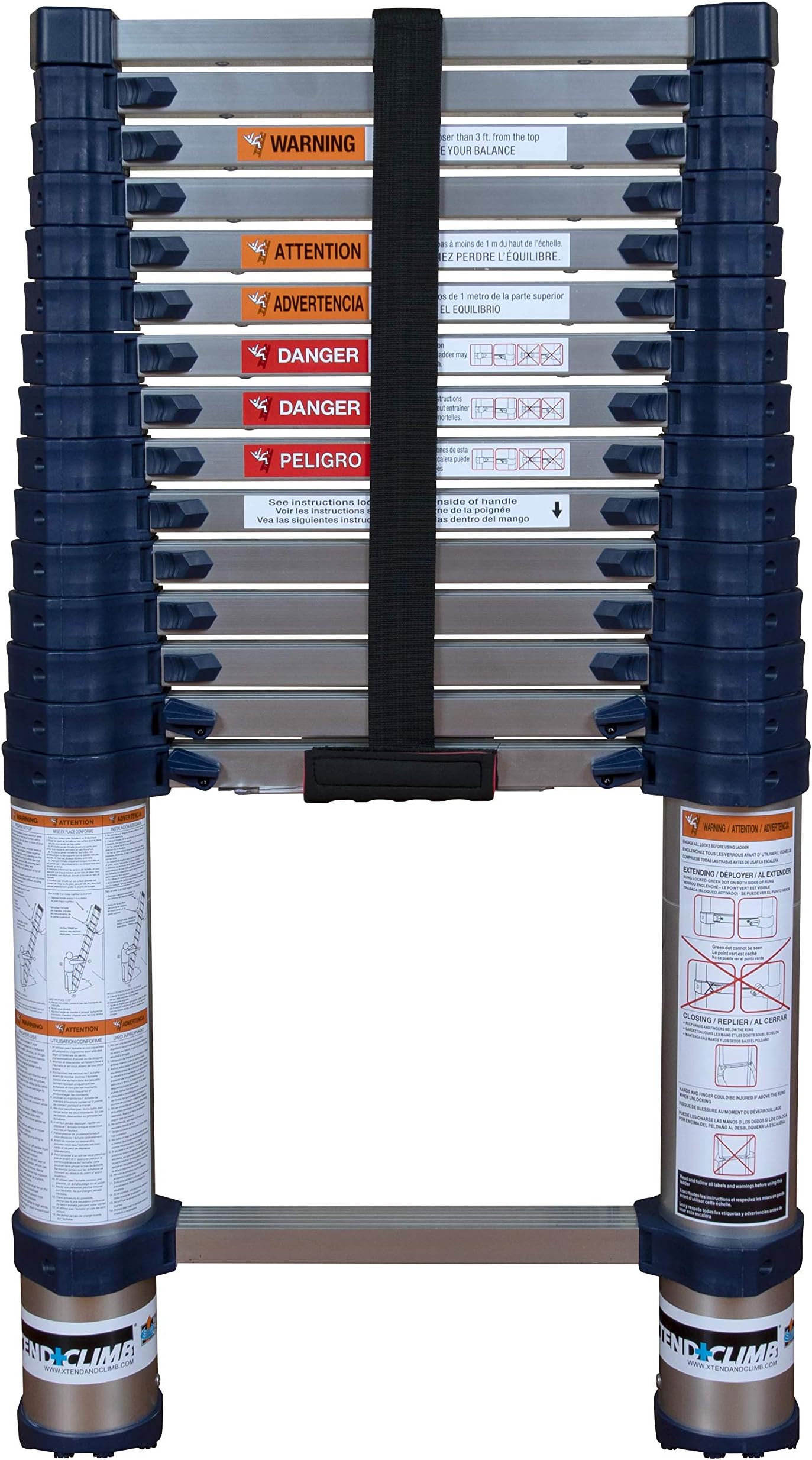 30 FT Aluminum Telescoping Ladder with One-Button Retraction ...