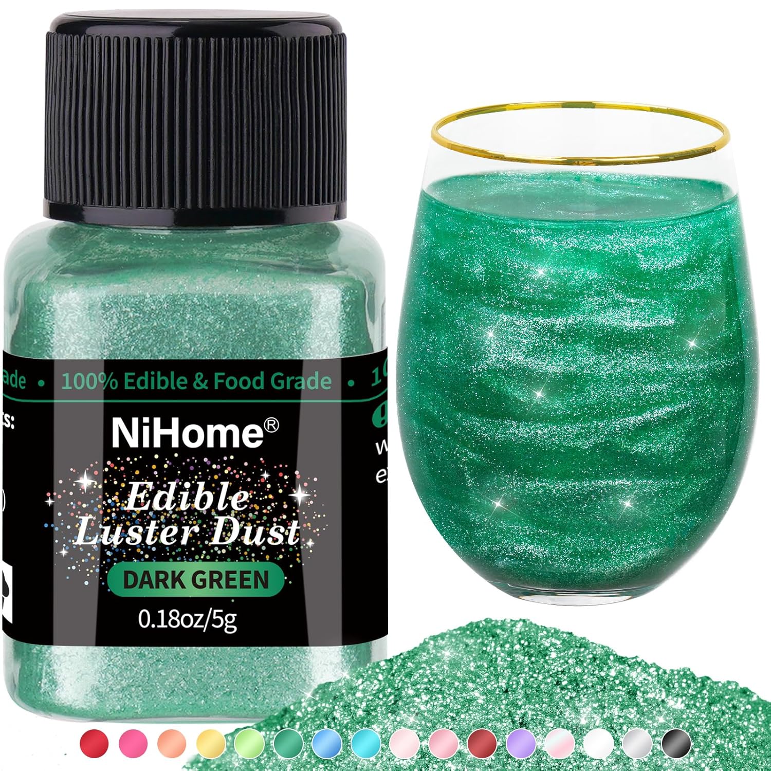 Amazon.com: NiHome Edible Food-Grade Glimmer Powder Glitter Luster Dust ...