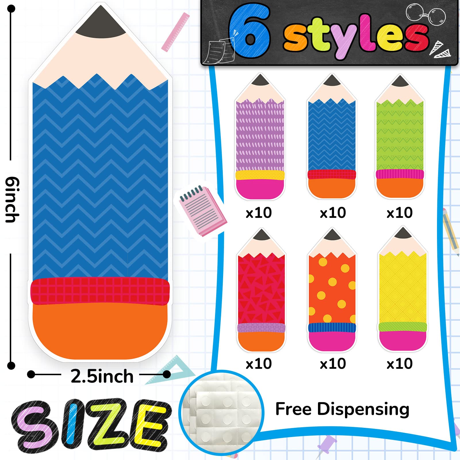 Snapklik.com : Jecery 60 Pack Pencils Cut Outs Name Tags For Classroom ...