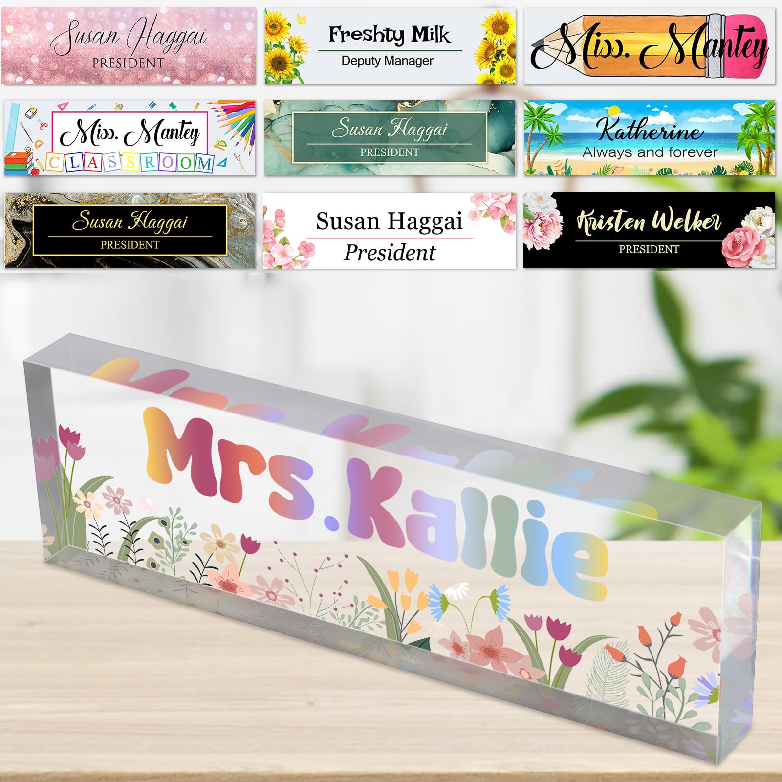 Amazon.com: Personalized Desk Name Plates for Teachers Custom Acrylic ...