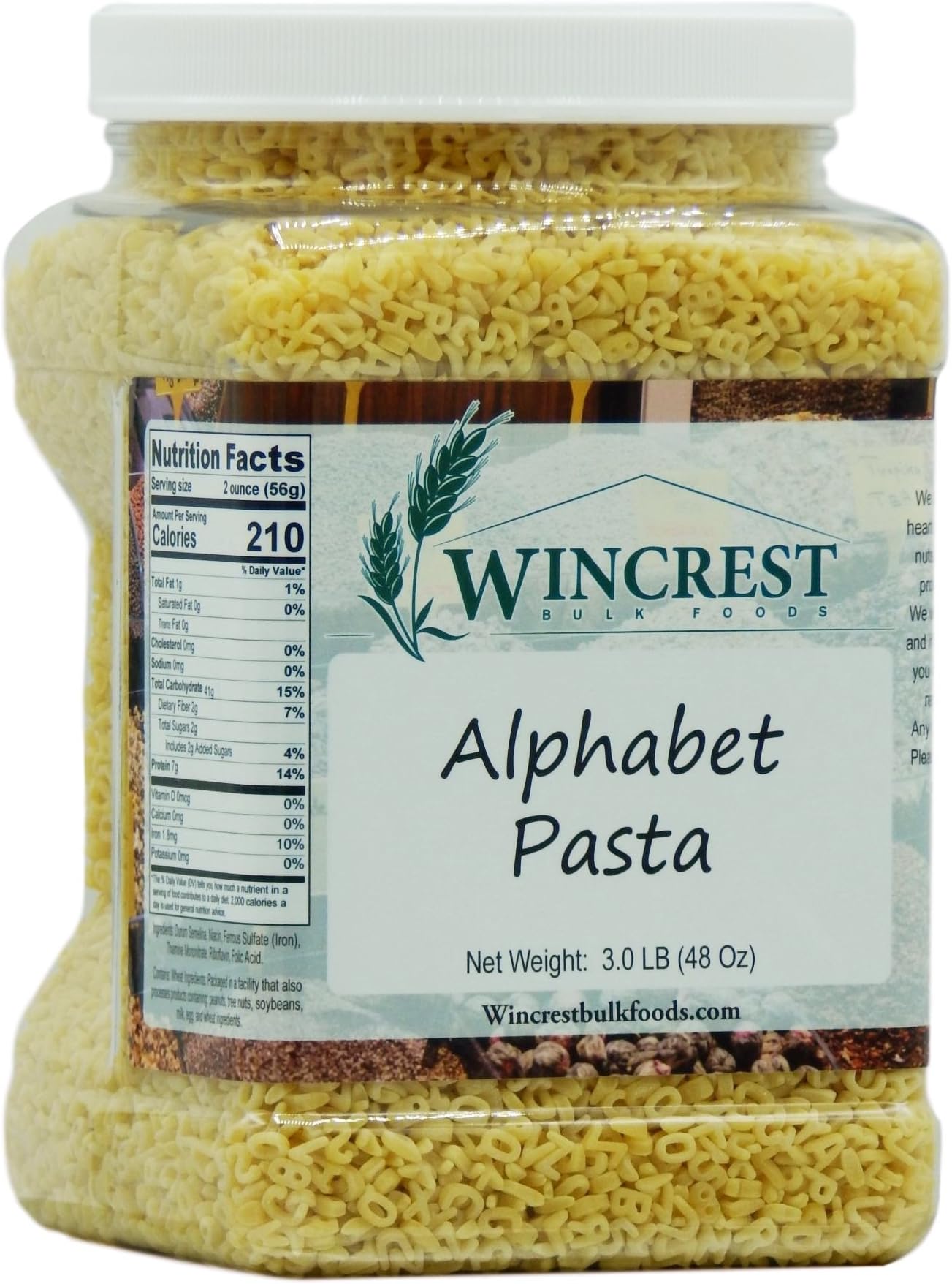 Amazon.com : Alphabet Pasta Noodles - 3 Lb Tub : Spaghetti Pasta ...