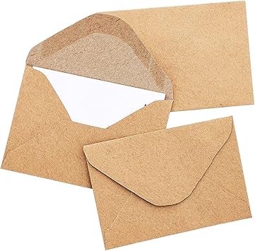 100 Count Mini Gift Card Envelopes Bulk - Brown Kraft Paper Envelopes ...