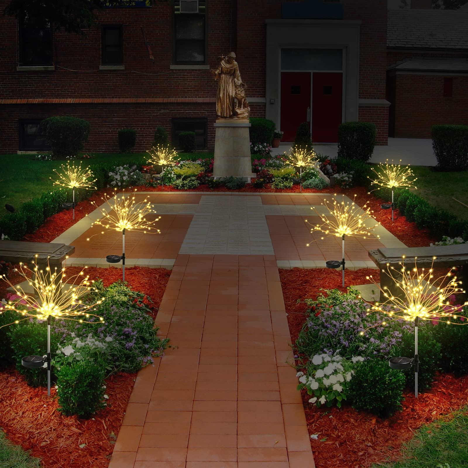 Honche Solar Garden Lights Outdoor Waterproof, LED Firefly Starburst ...