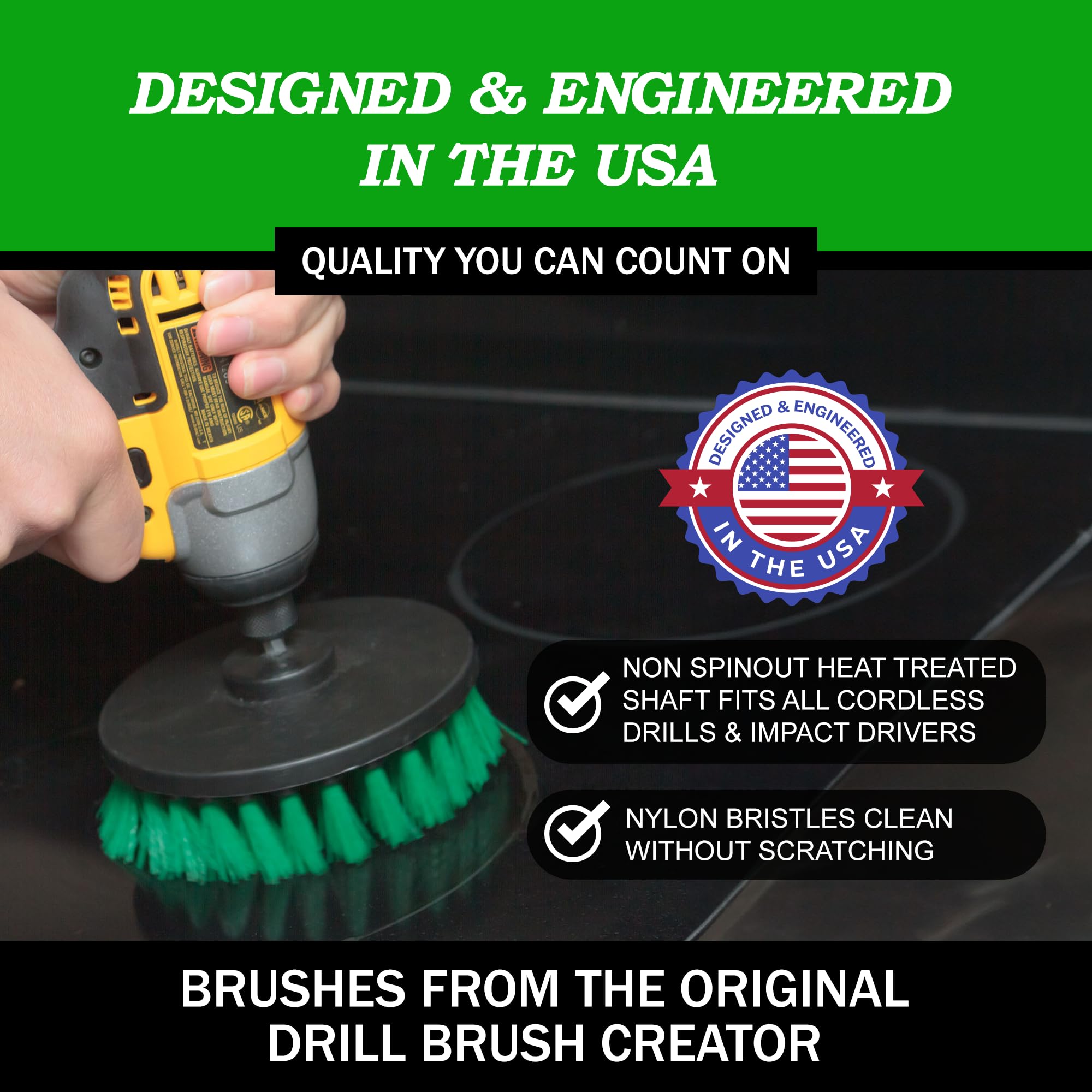 Snapklik.com : Drillbrush Green Kitchen Drill Brush Set Drill Powered ...
