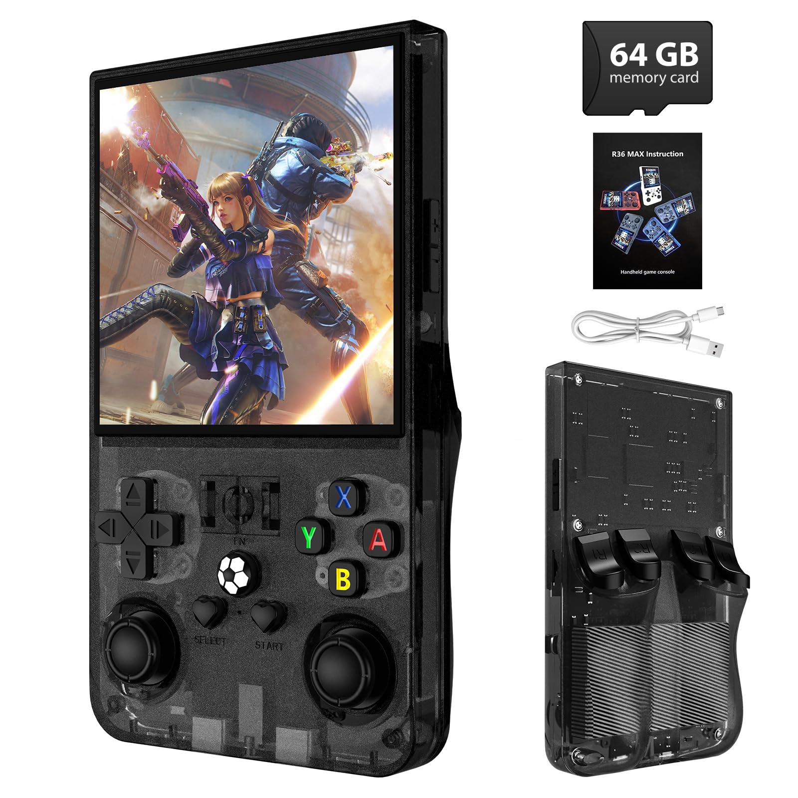 Snapklik.com : Retro Gaming Console 4.0 Inch IPS Screen-Translucent Black