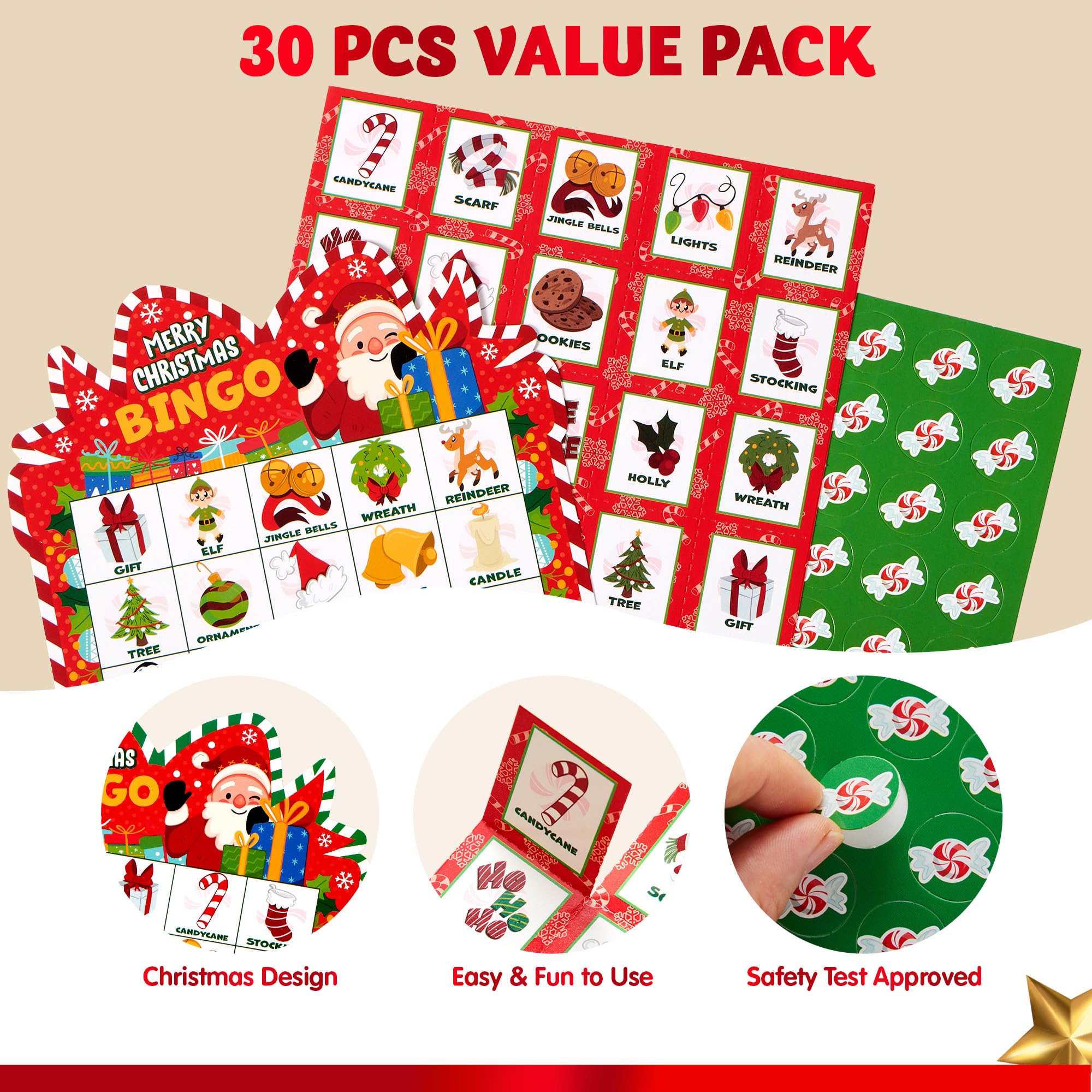 Snapklik.com : 30 Players Christmas Bingo Cards, Xmas Bingo Game For ...