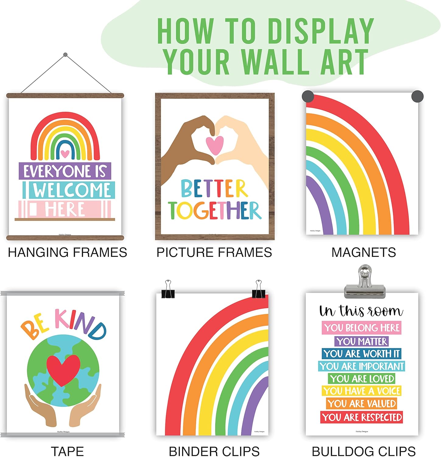 Set of 6 Inclusive Rainbow Posters for Classroom Barbados | Ubuy