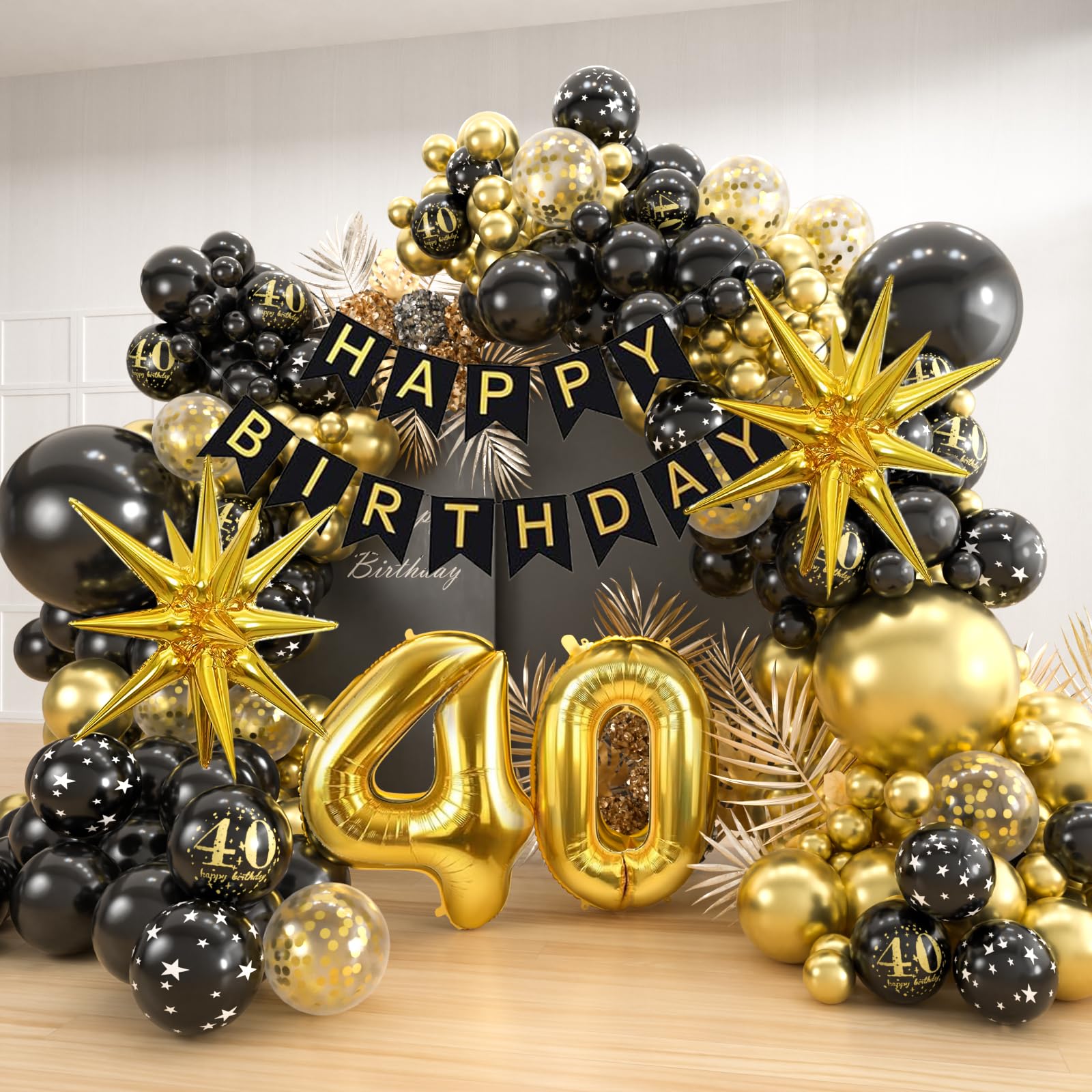 Amazon.com: 40th Birthday Balloons Garland Arch Kit, 152pcs Black Gold ...