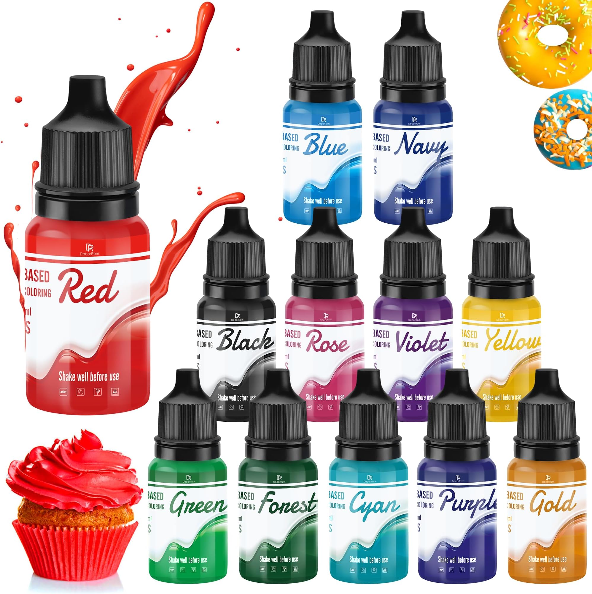 Amazon.com : Oil Based Food Coloring - 12 Colors Vibrant Food Coloring ...