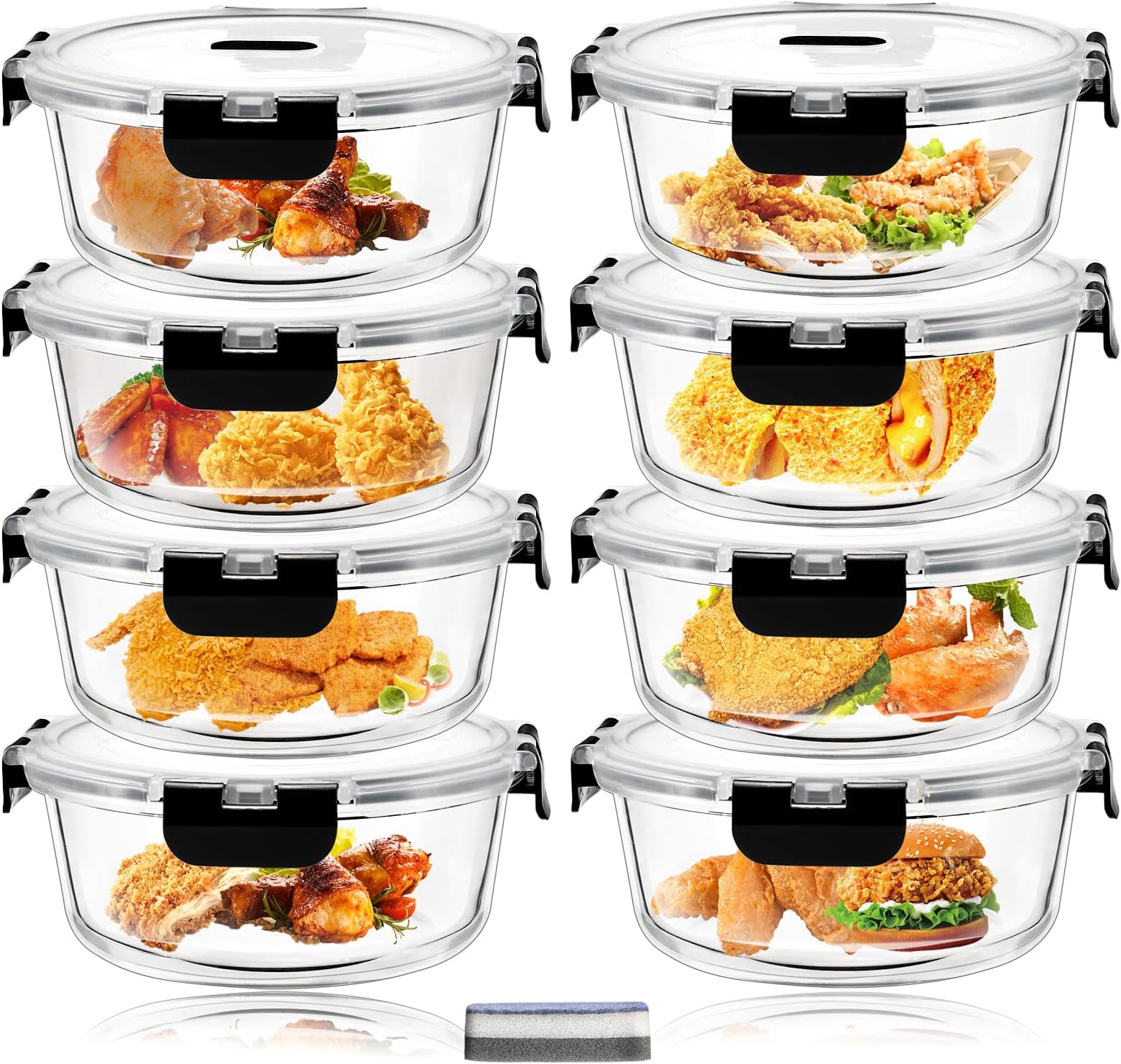 Hcrvvi Glass Containers with Lids Set - Food Containers 8 Pcs with ...