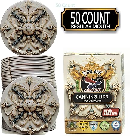 Amazon.com: Supa Ant Thickest Canning Lids Regular Mouth (50 Pcs) Food ...