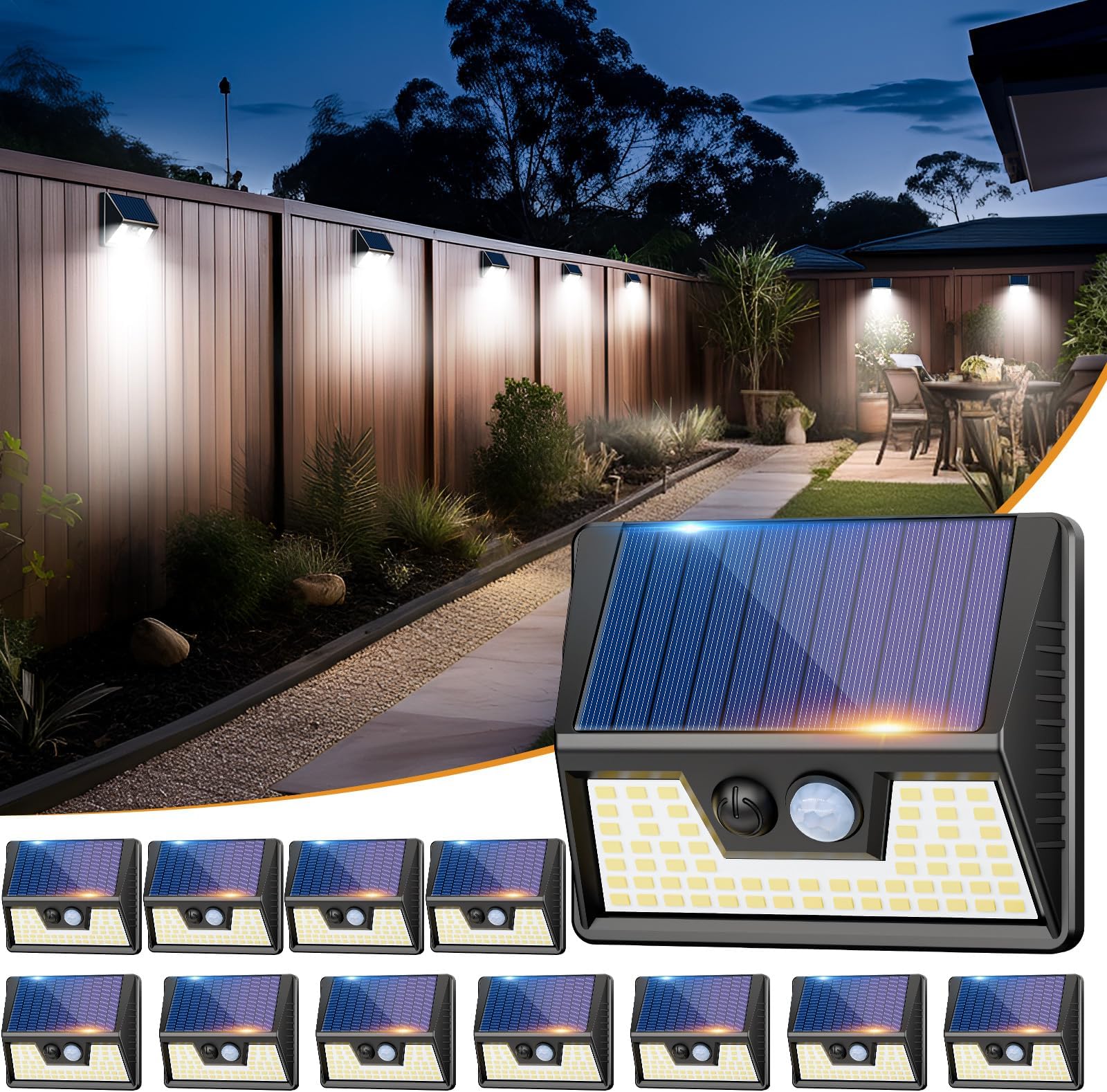 vighep Solar Lights Outdoor Motion Sensor- Led Security Lights IP65 ...