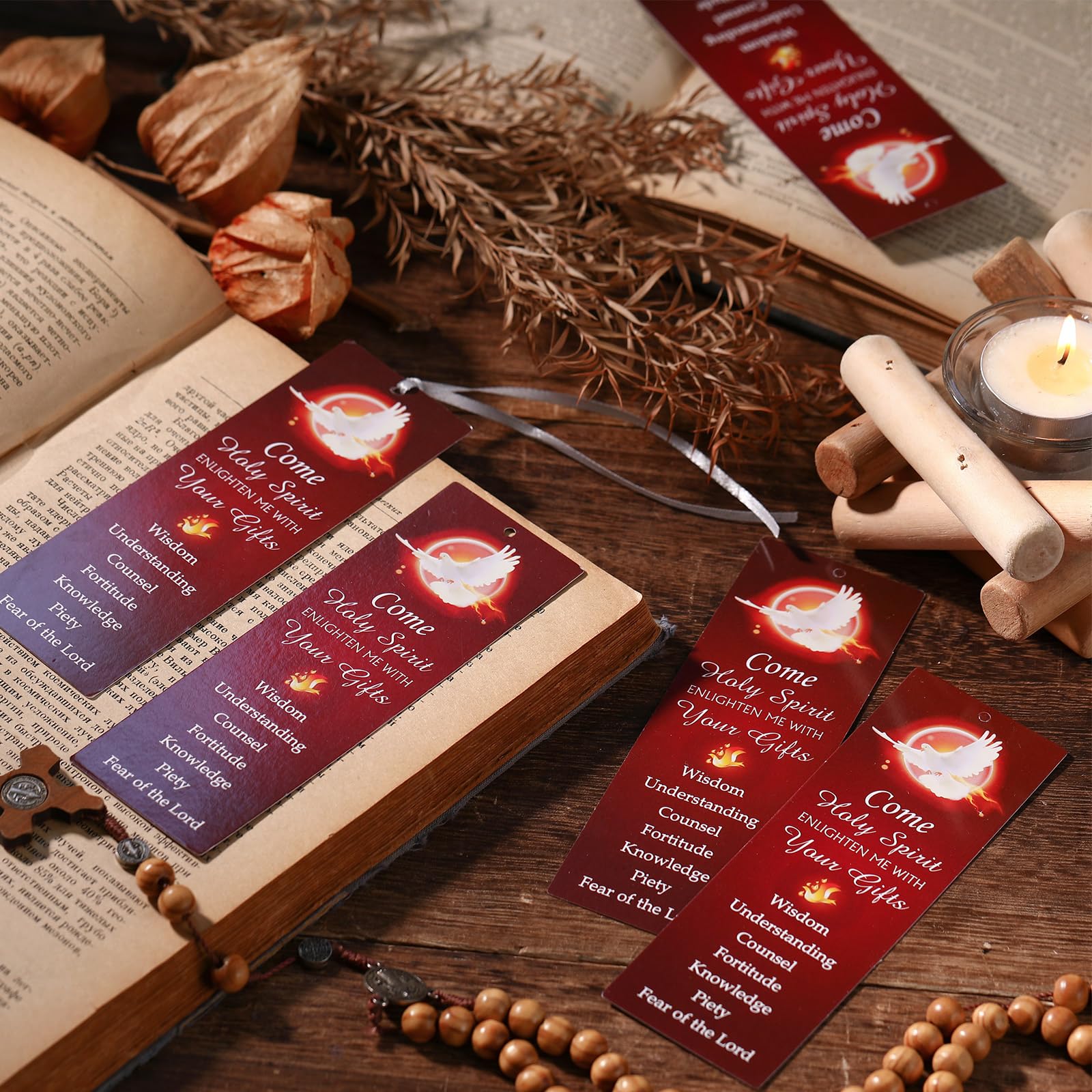 Snapklik.com : 60 Pcs Come Holy Spirit Bookmarks Pentecost Gift Dove ...