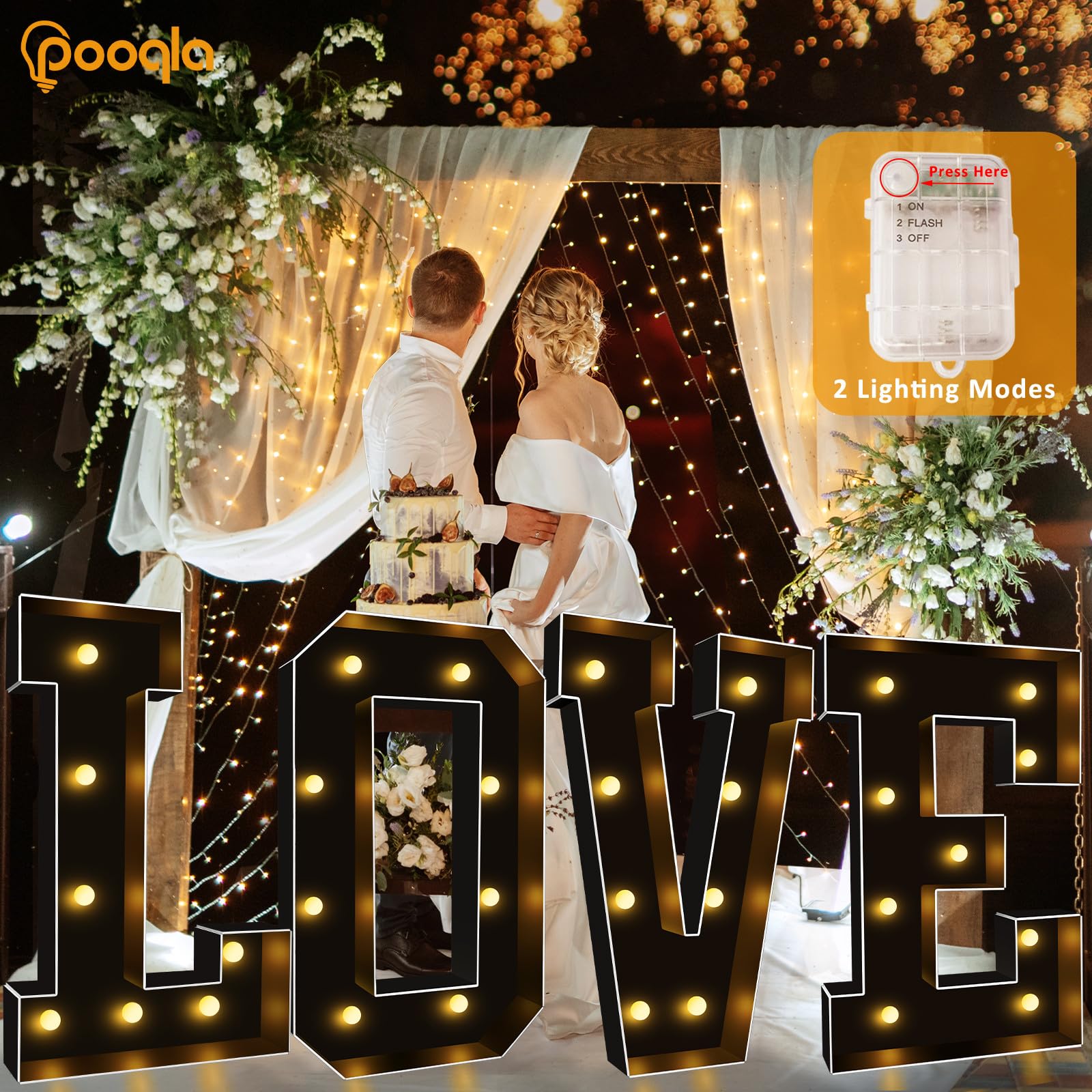 Snapklik.com : 3FT Black Marquee Light Up Letters, LED Large Lighted ...