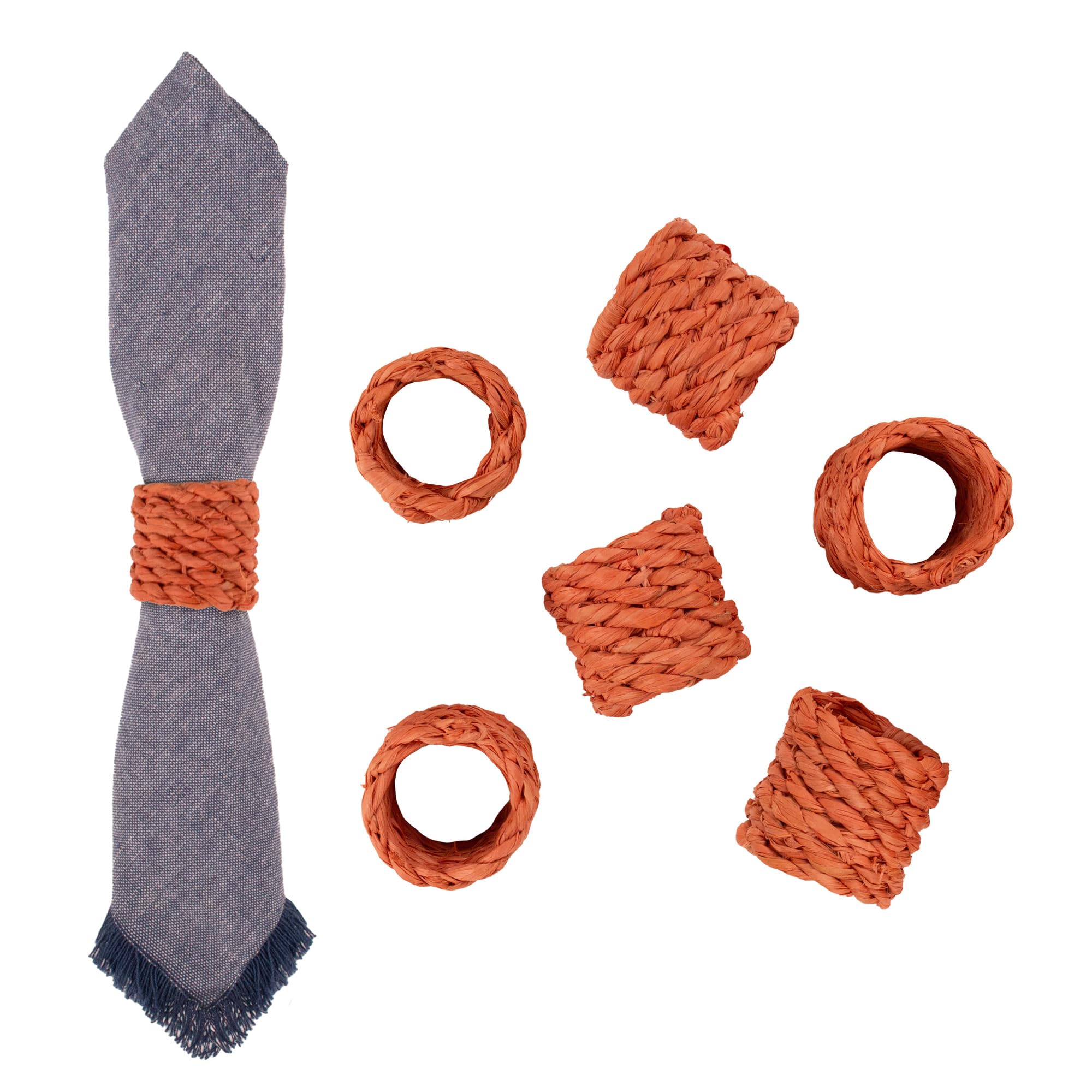 Amazon.com: KAZI Essentials Napkin Rings Set of 6, Boho Natural Woven ...