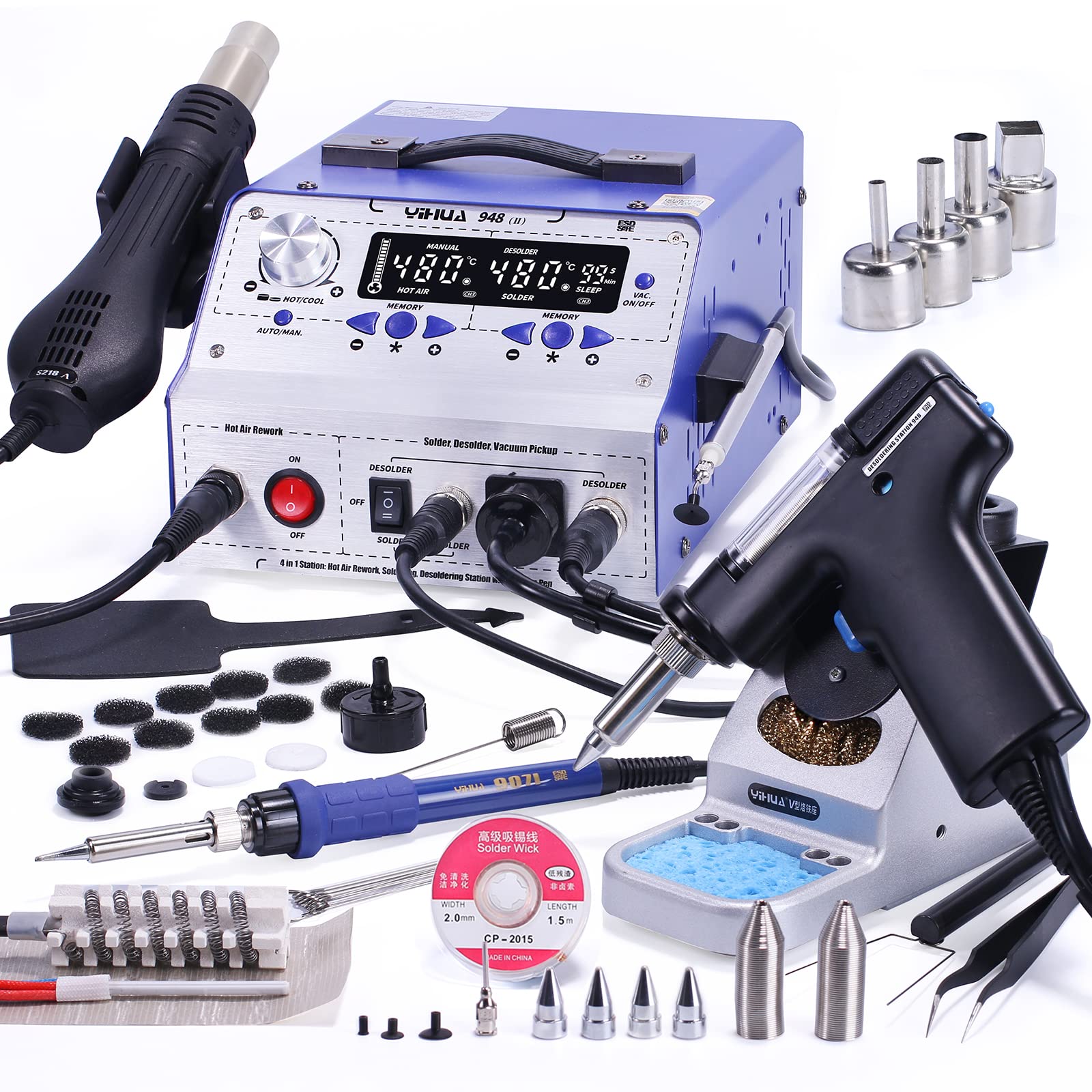 YIHUA 948-II Desoldering Station SMD Hot Air Rework Station Soldering ...