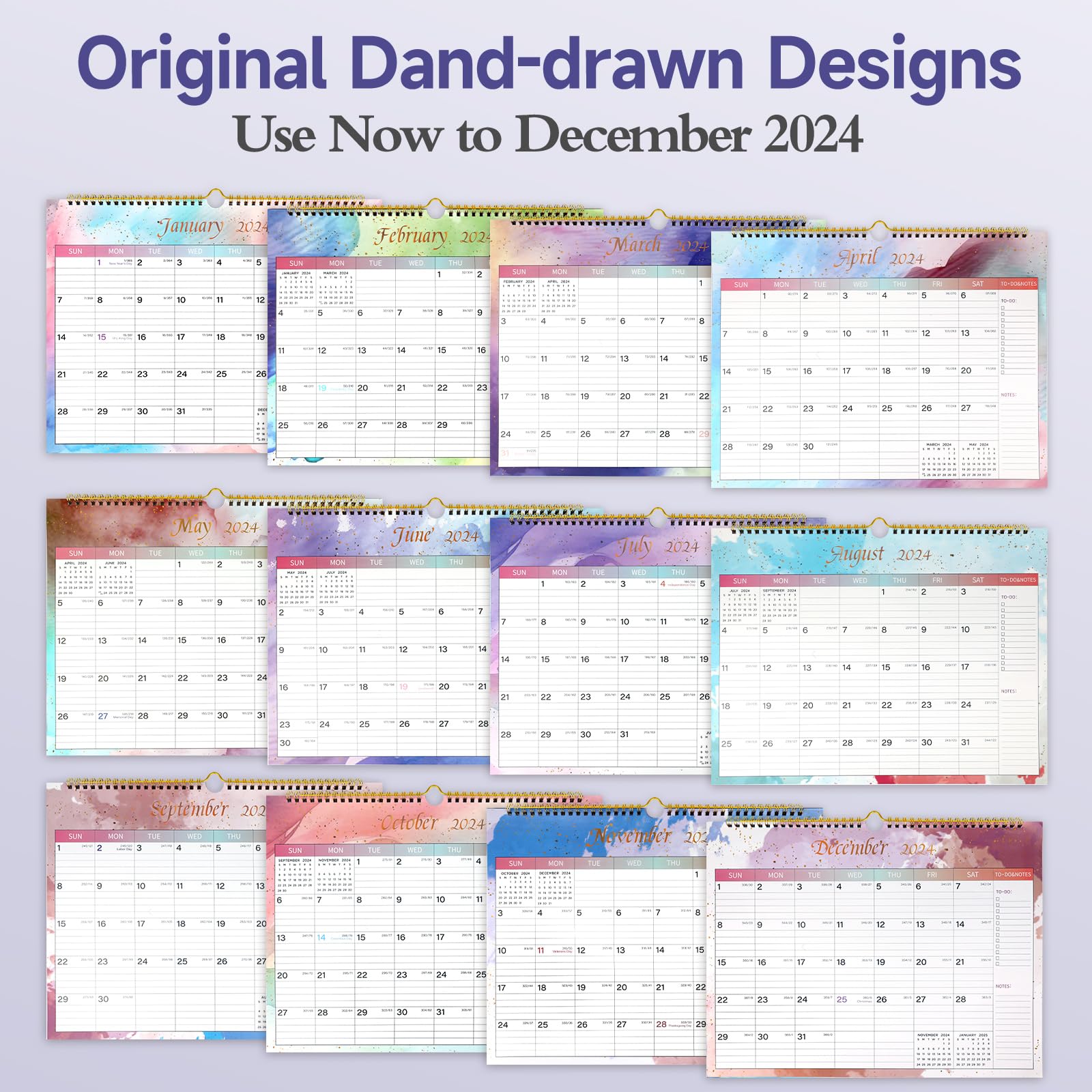 Snapklik.com : Vibrant Focus 2024 Calendar - 12 Monthly Wall Calendar ...