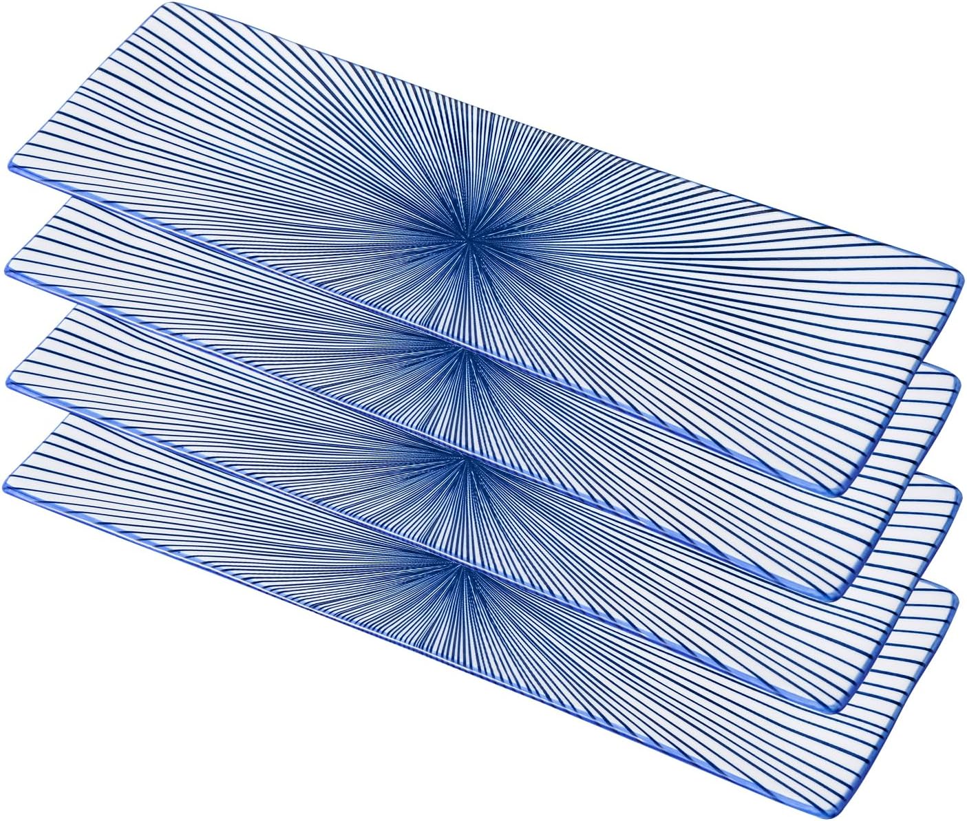 Amazon.com | DealbyBox Ceramic Sushi Plate Set of 4 - Long Rectangle ...