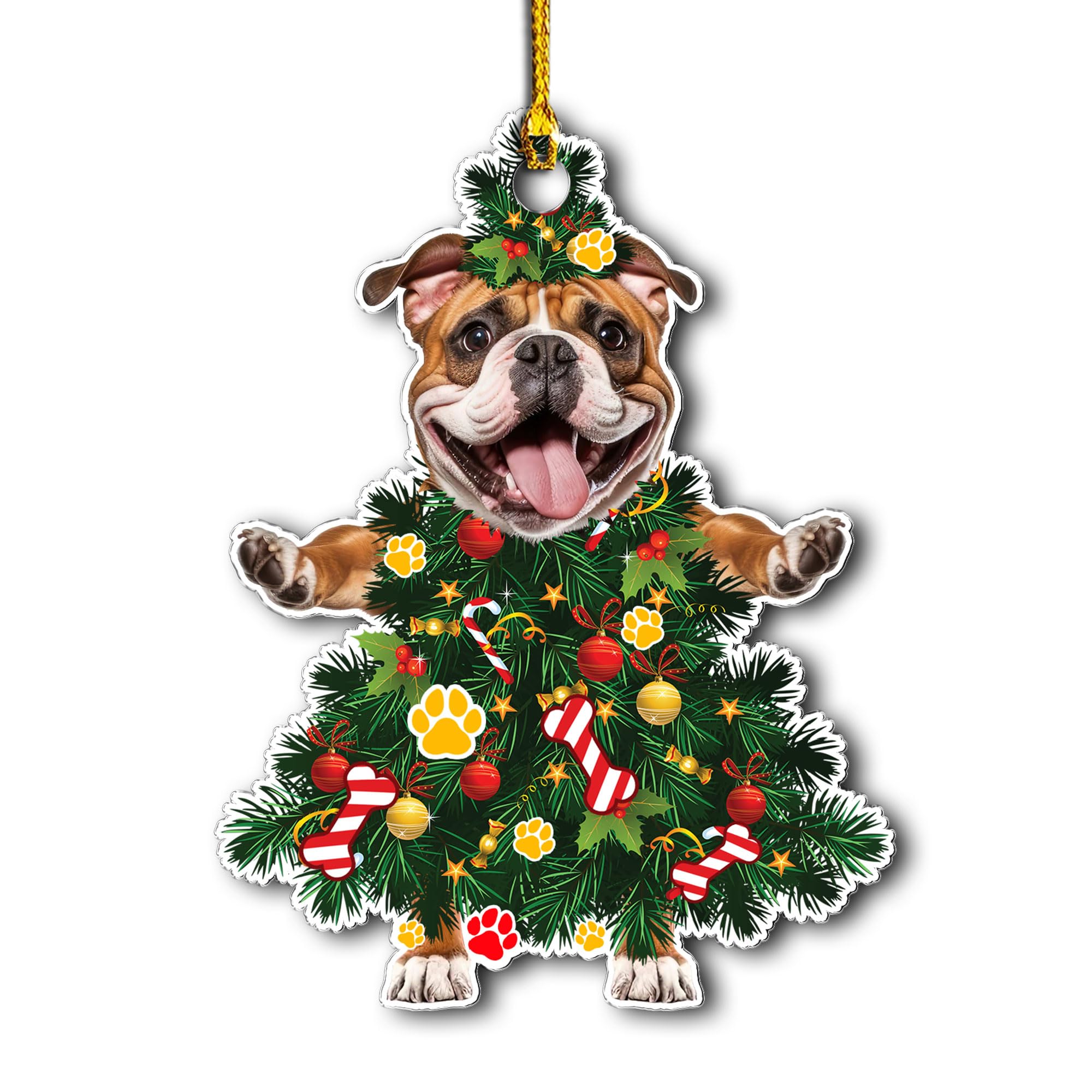 Amazon.com: 2024 English Bulldog Christmas Tree Ornament - Festive ...