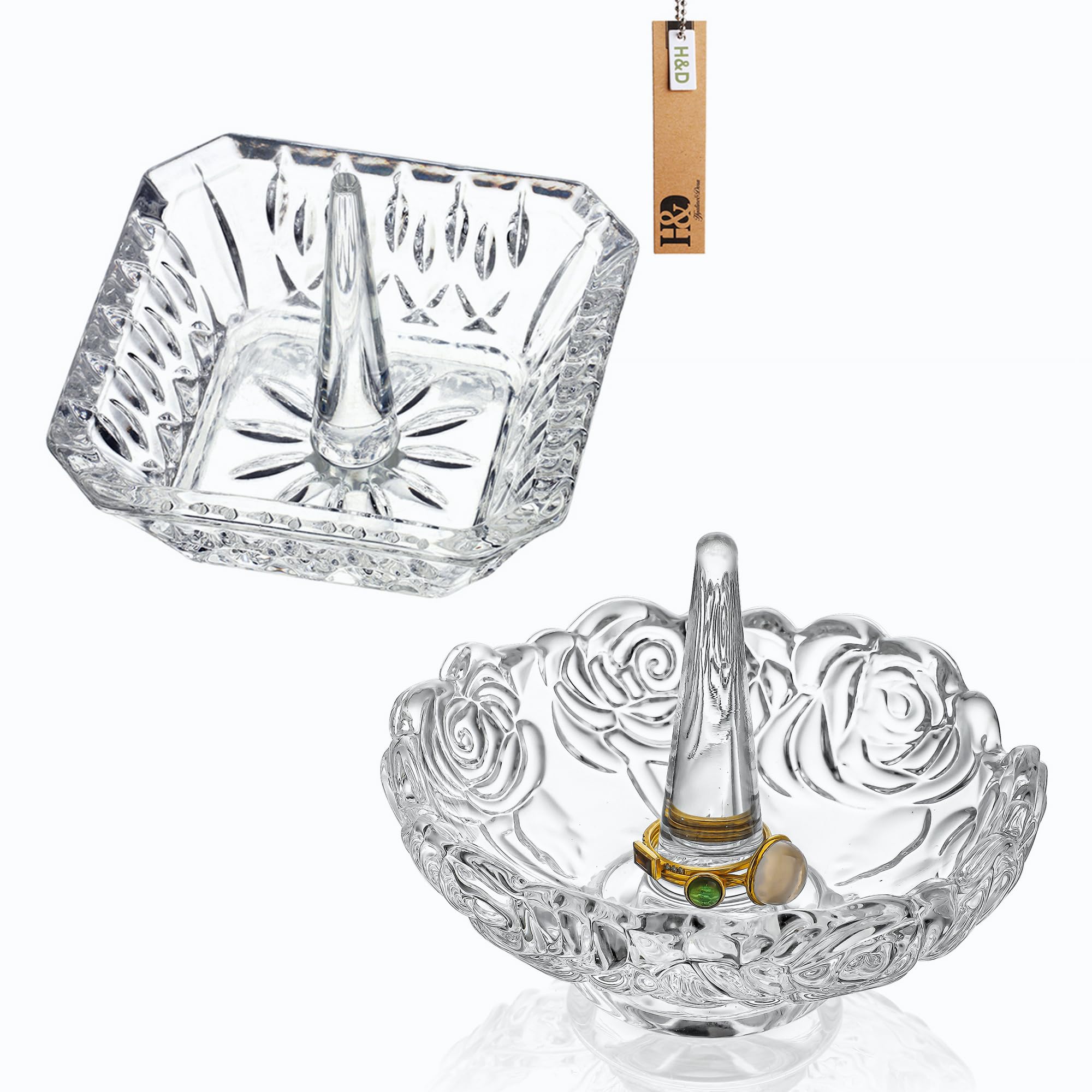 Amazon.com: H&D HYALINE & DORA Crystal Ring Holder Dish and Clear ...